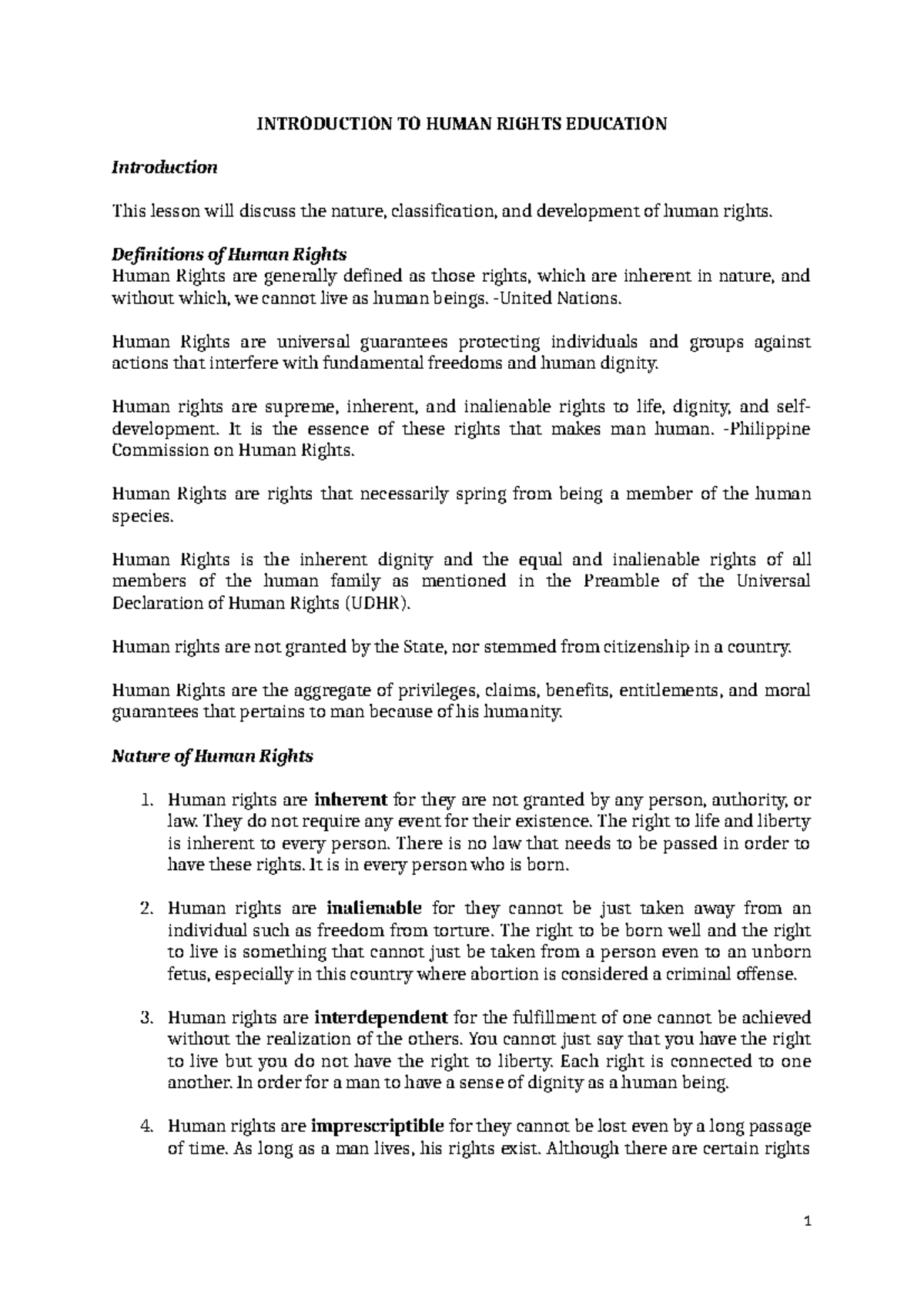 Introduction TO Human Rights Education - INTRODUCTION TO HUMAN RIGHTS ...