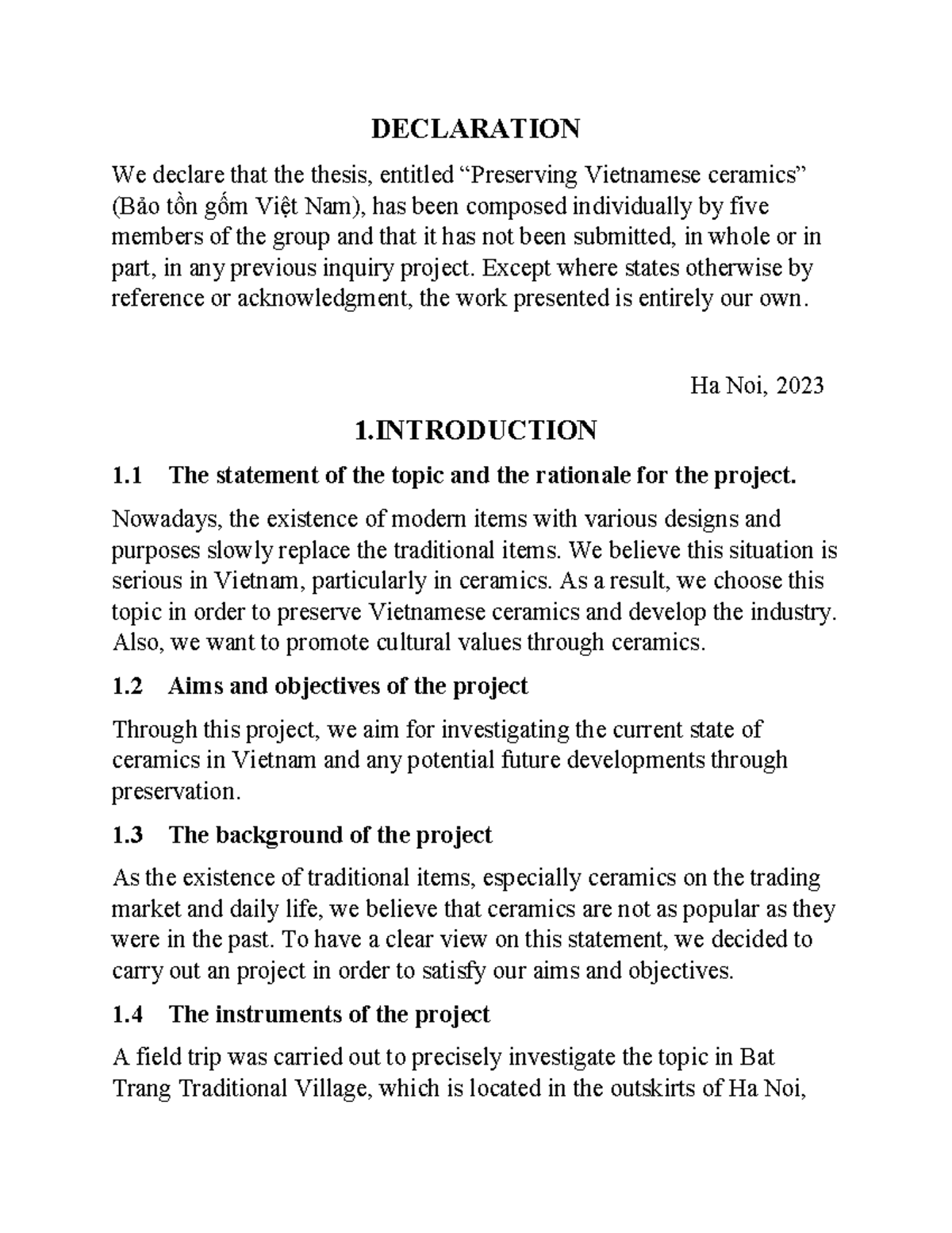 Introduction-and-Conclusion - DECLARATION We declare that the thesis ...