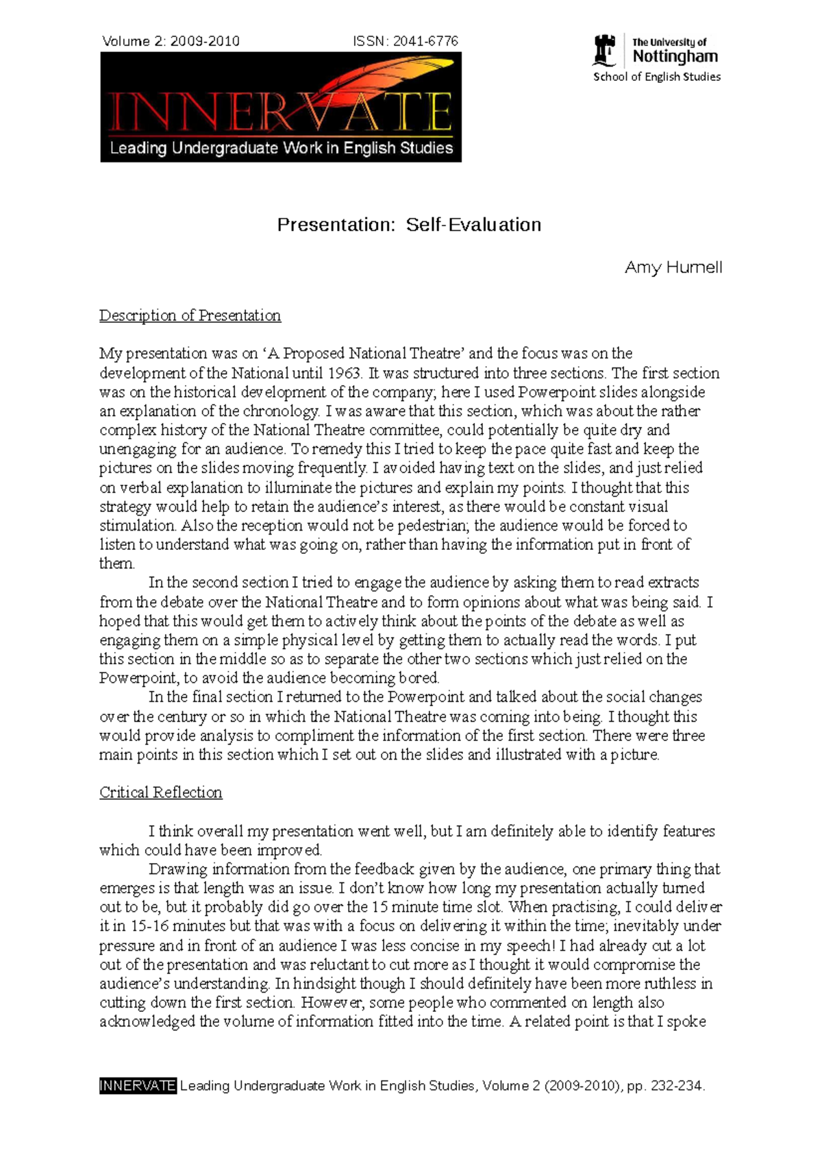 0910hurnellpresentation - INNERVATE Leading Undergraduate Work in ...