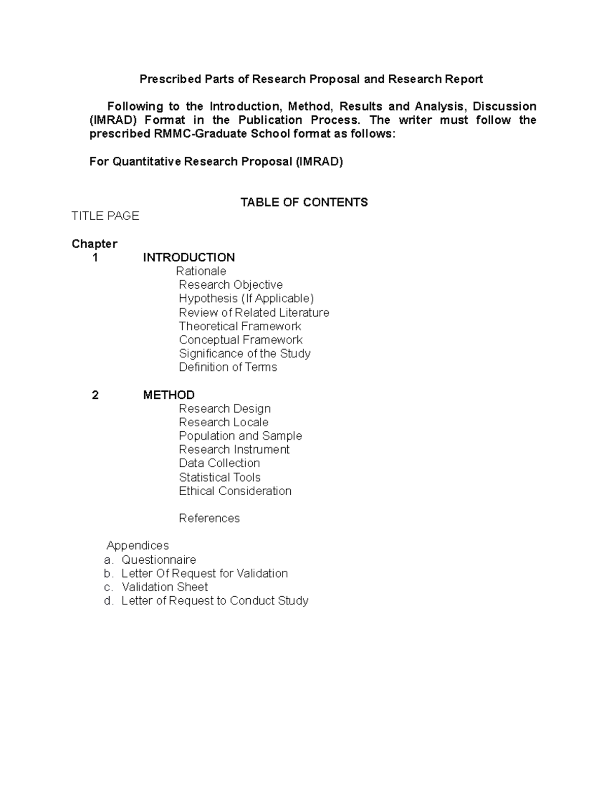 Research Format Format Techniques Requirements Prescribed Parts Of