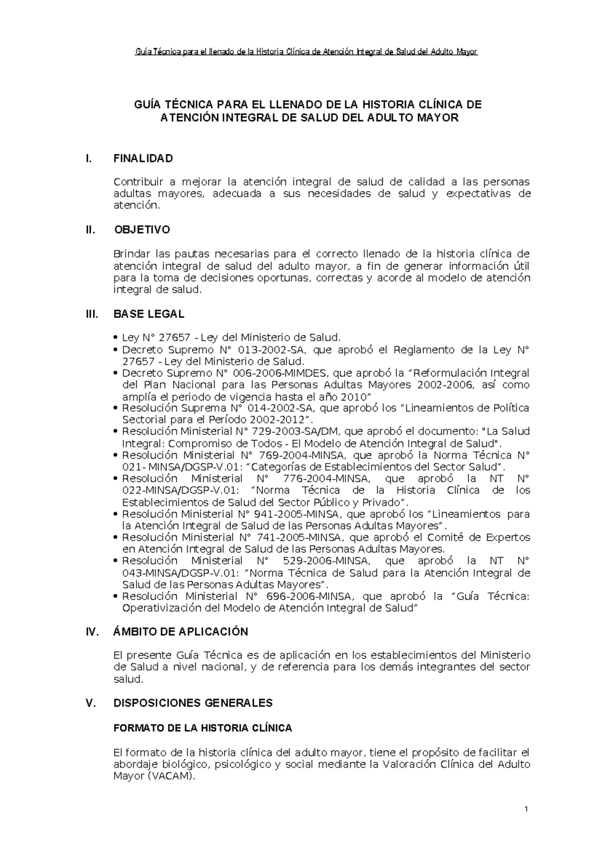 Vacam - GUÍA TÉCNICA PARA EL LLENADO DE LA HISTORIA CLÍNICA DE ATENCIÓN ...