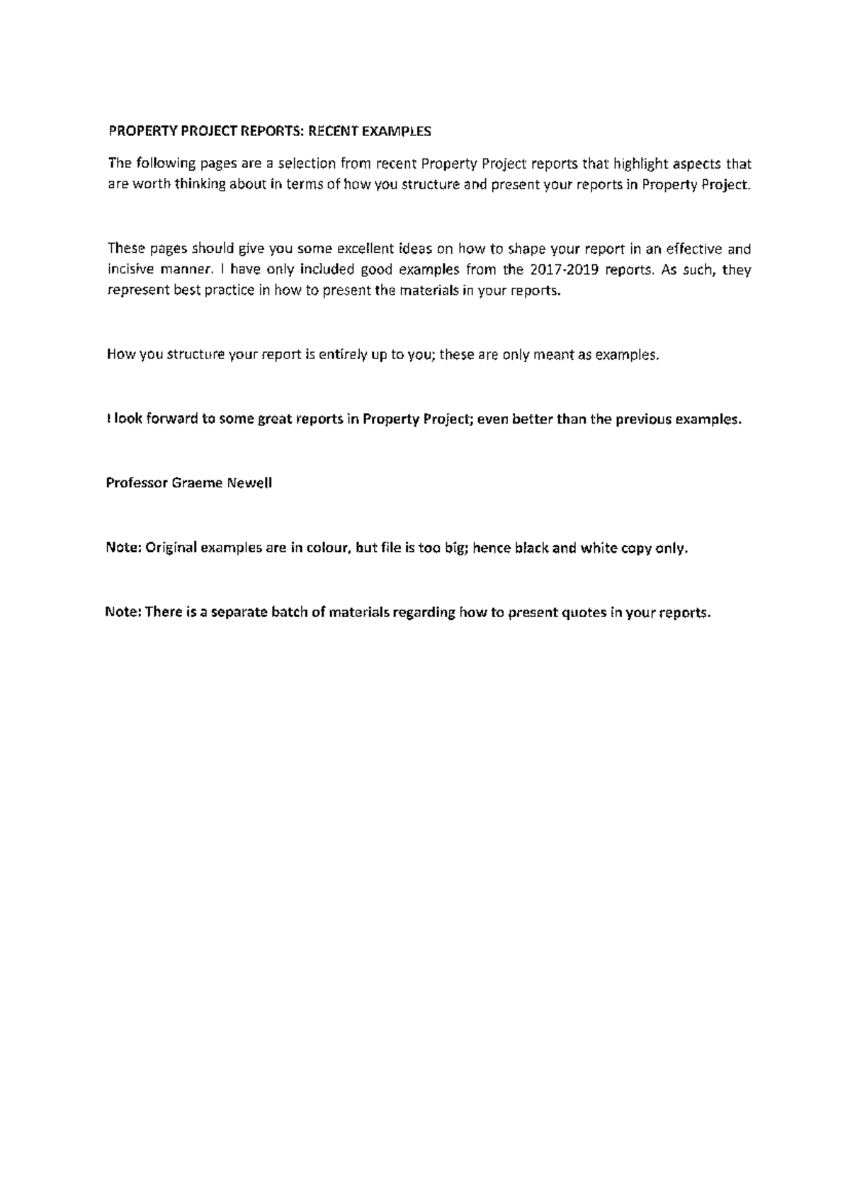 Examples A - Description Property Project is the integrating capstone ...