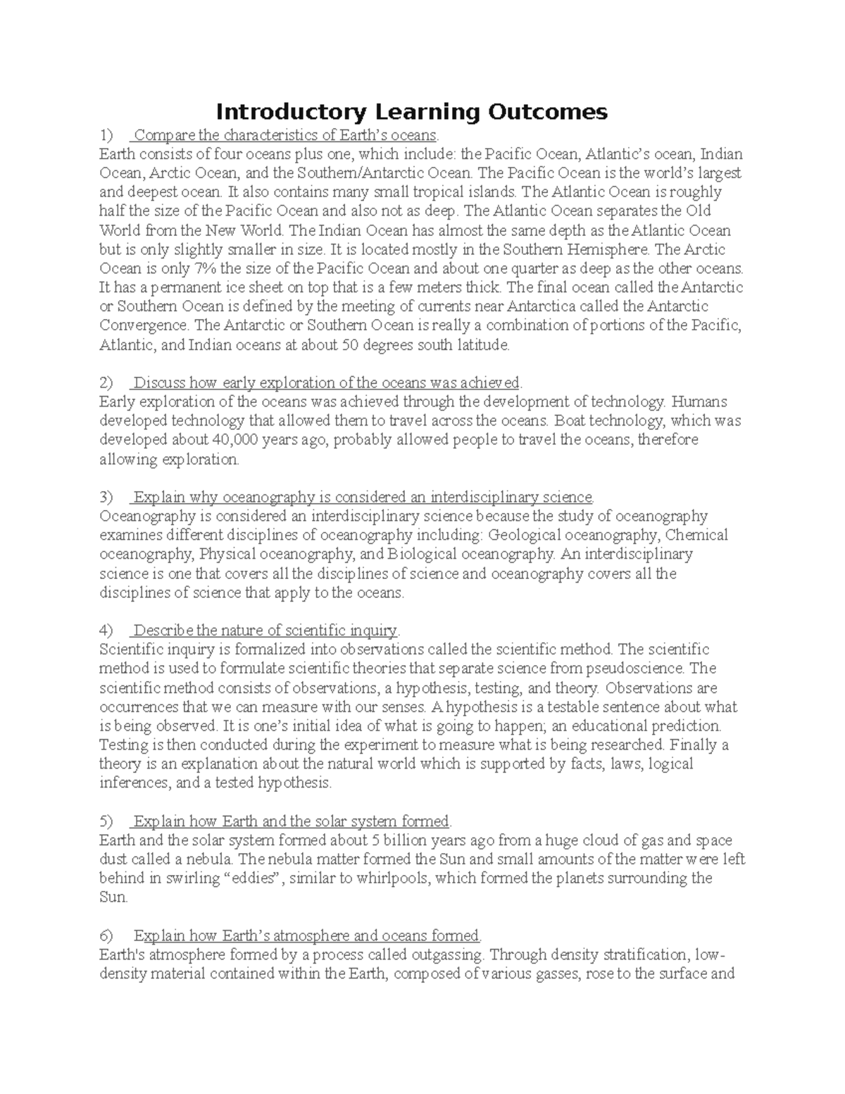 Introductory Learning Outcomes Chapter 1 - Introductory Learning ...