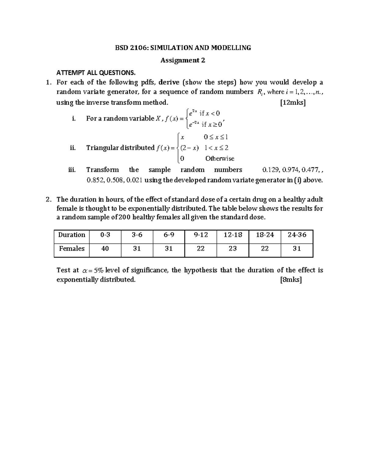 BSD 2106 SIM AND MOD-ASSN2 240225 232337 - BSD 2106: SIMULATION AND MODELLING Assignment 2 ...