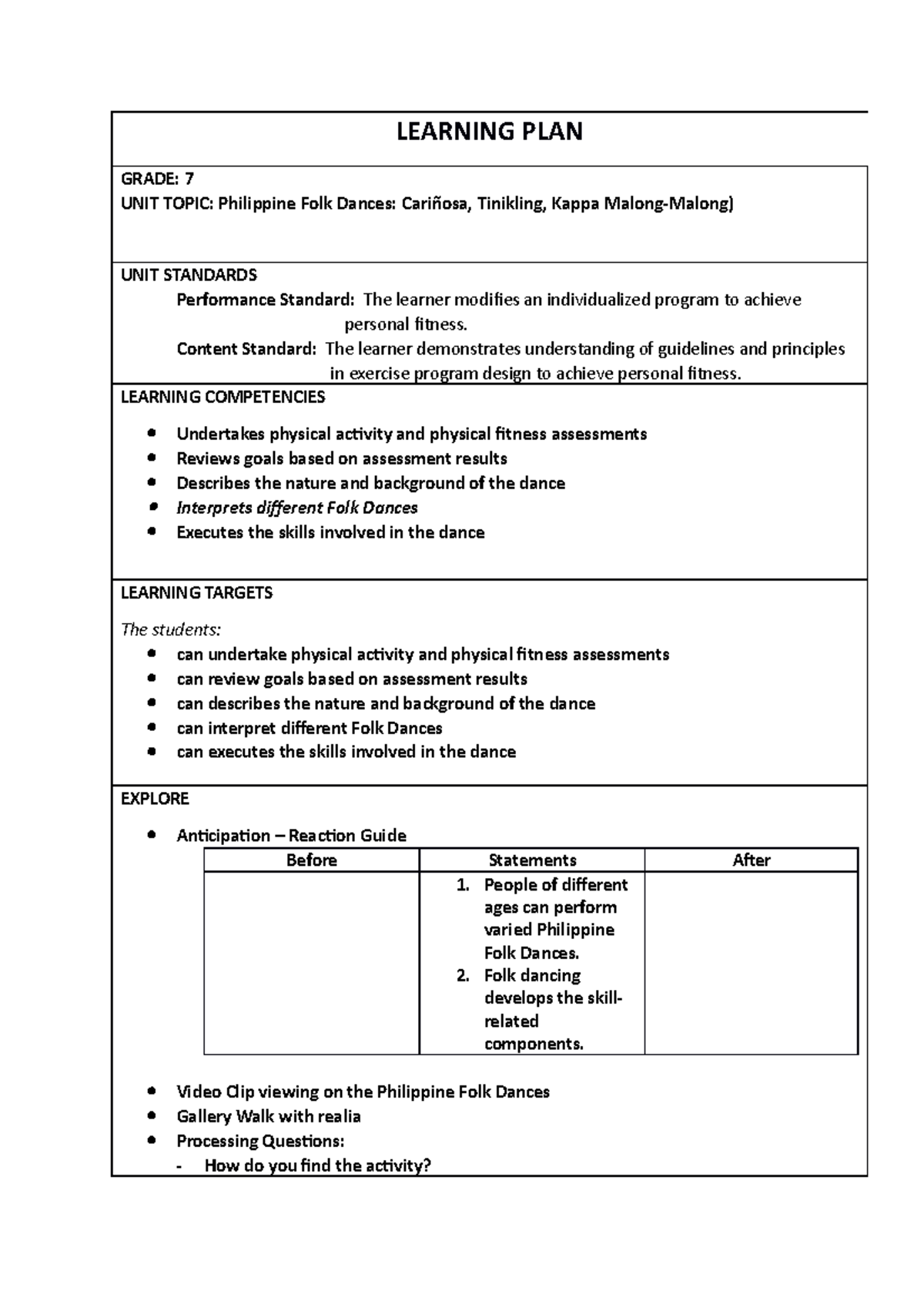 416496260 EFDT Learning Plan LEARNING PLAN GRADE 7 UNIT TOPIC 416496260-efdt-learning-plan-learning-plan-grade-7-unit-topic