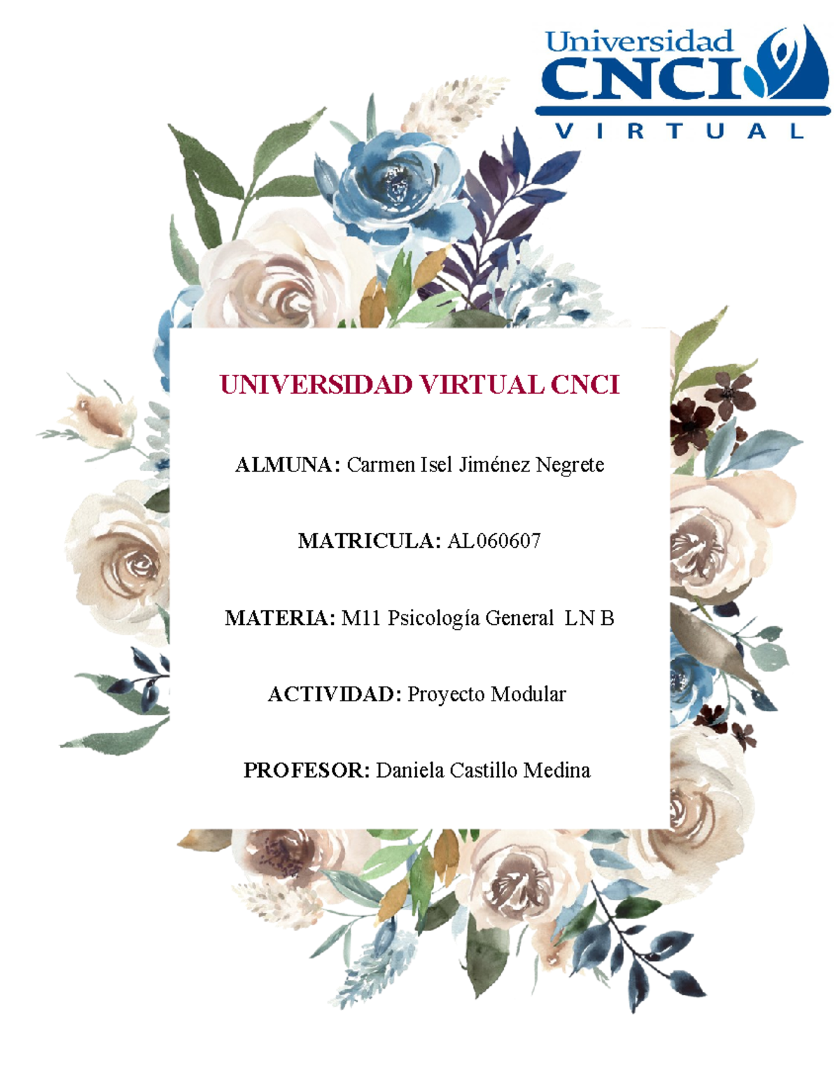 Universidad Virtual CNCI Proyecto Modular - UNIVERSIDAD VIRTUAL CNCI ALMUNA: Carmen Isel Jiménez ...