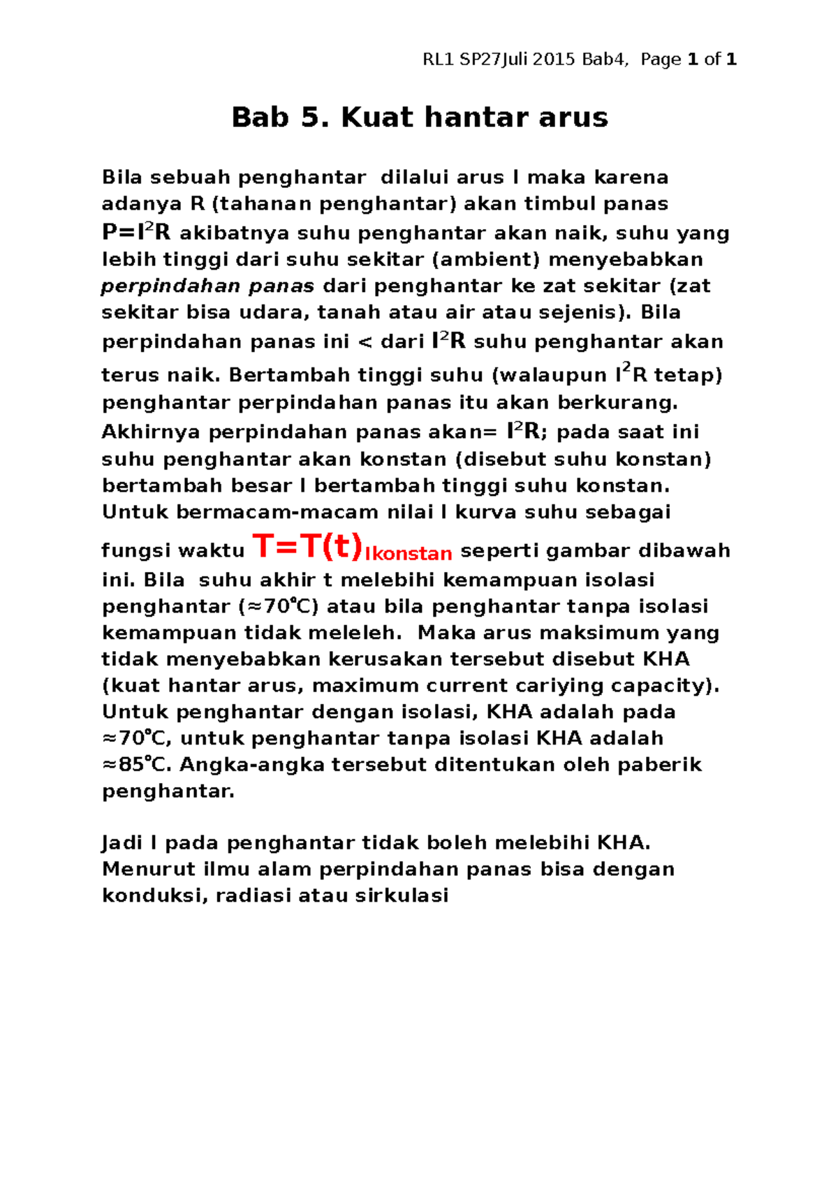 Bab 5 Kuat Hantar Arus - Materi KHA dan Perhitungannya - RL1 SP27Juli 2015 Bab4, Page 1 of 1 Bab ...