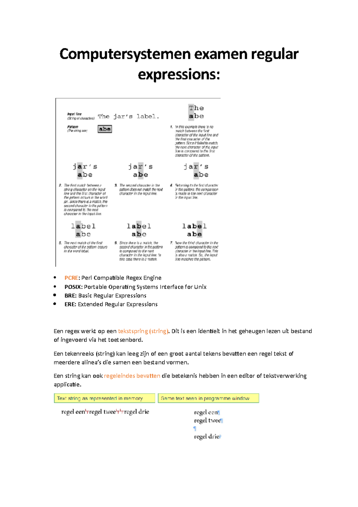 Computersystemen regulaire expressions - Computersystemen examen ...