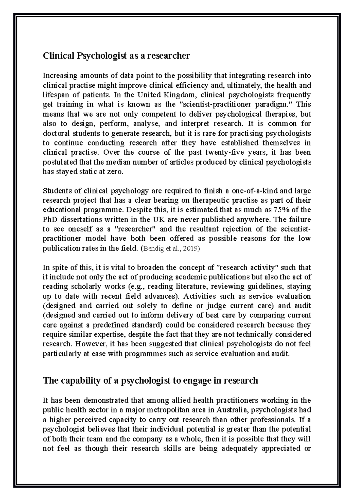 Clinical Psychologist as a researcher - Clinical Psychologist as a ...