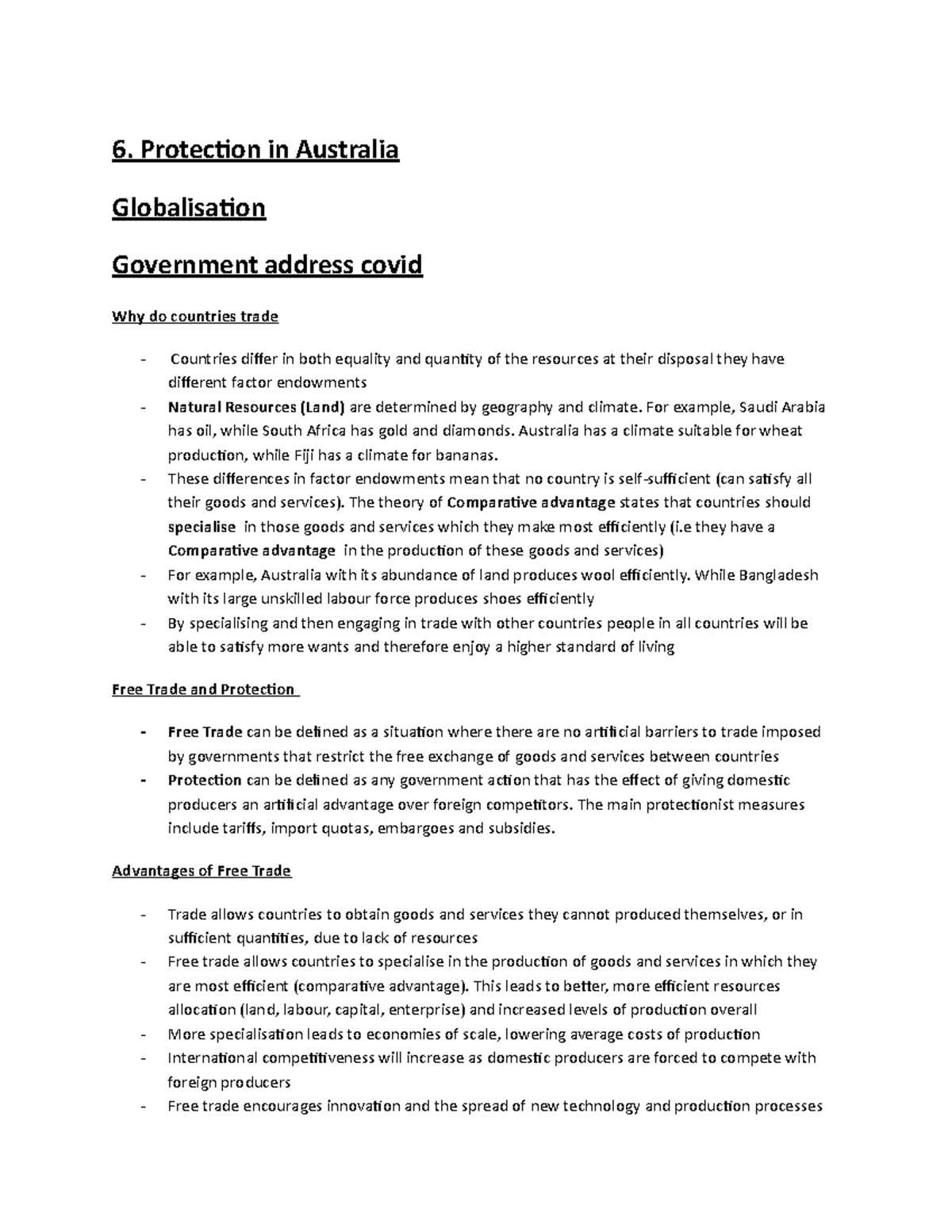 Free Trade 6,7,8 - Economics - 6. Protection in Australia Globalisation ...