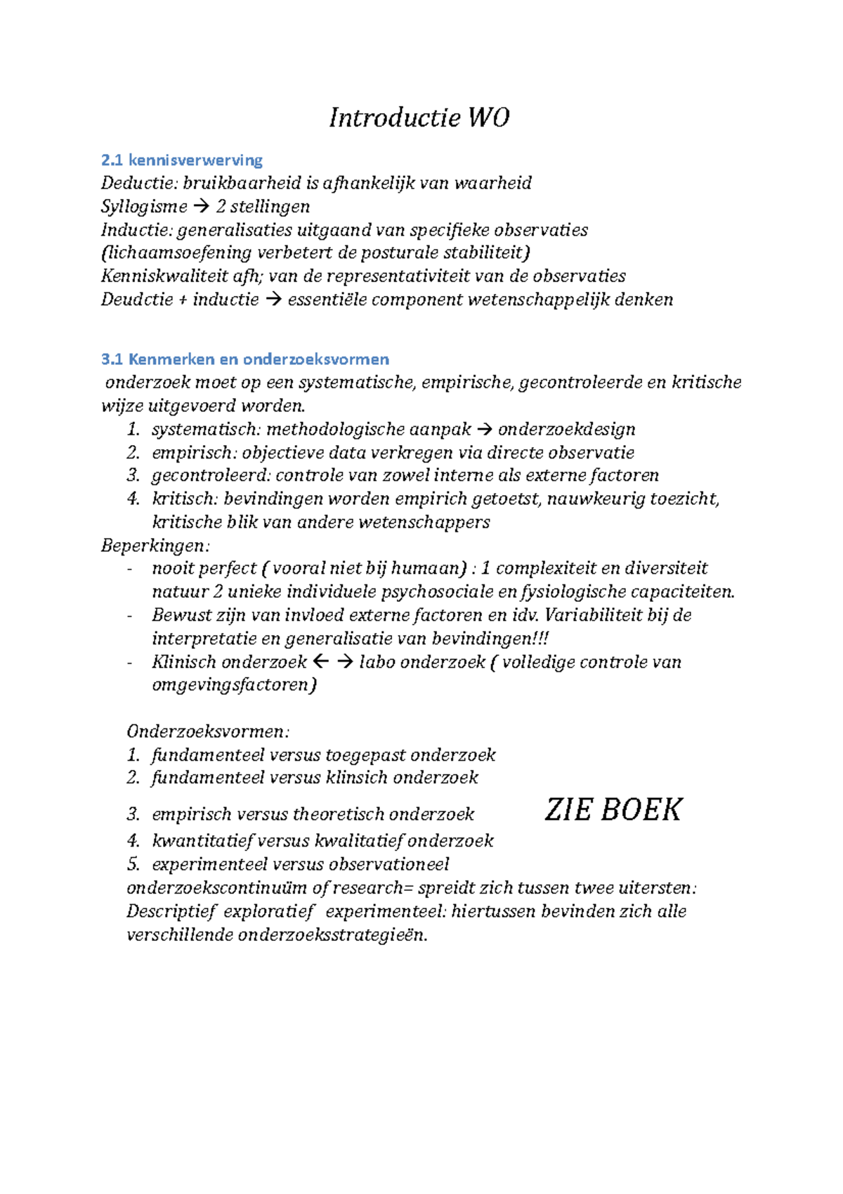 Introductie WO - ........ - Introductie WO 2 kennisverwerving Deductie ...