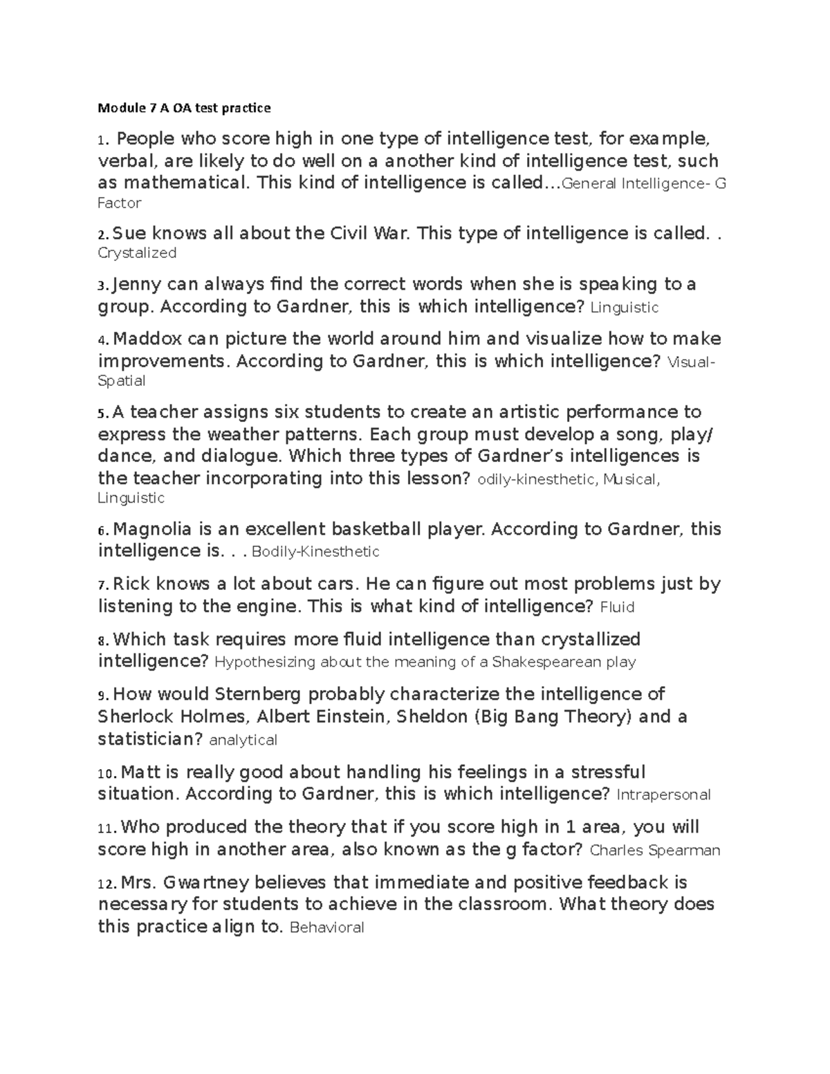 Module 7 A OA test practice - Module 7 A OA test practice 1. People who ...