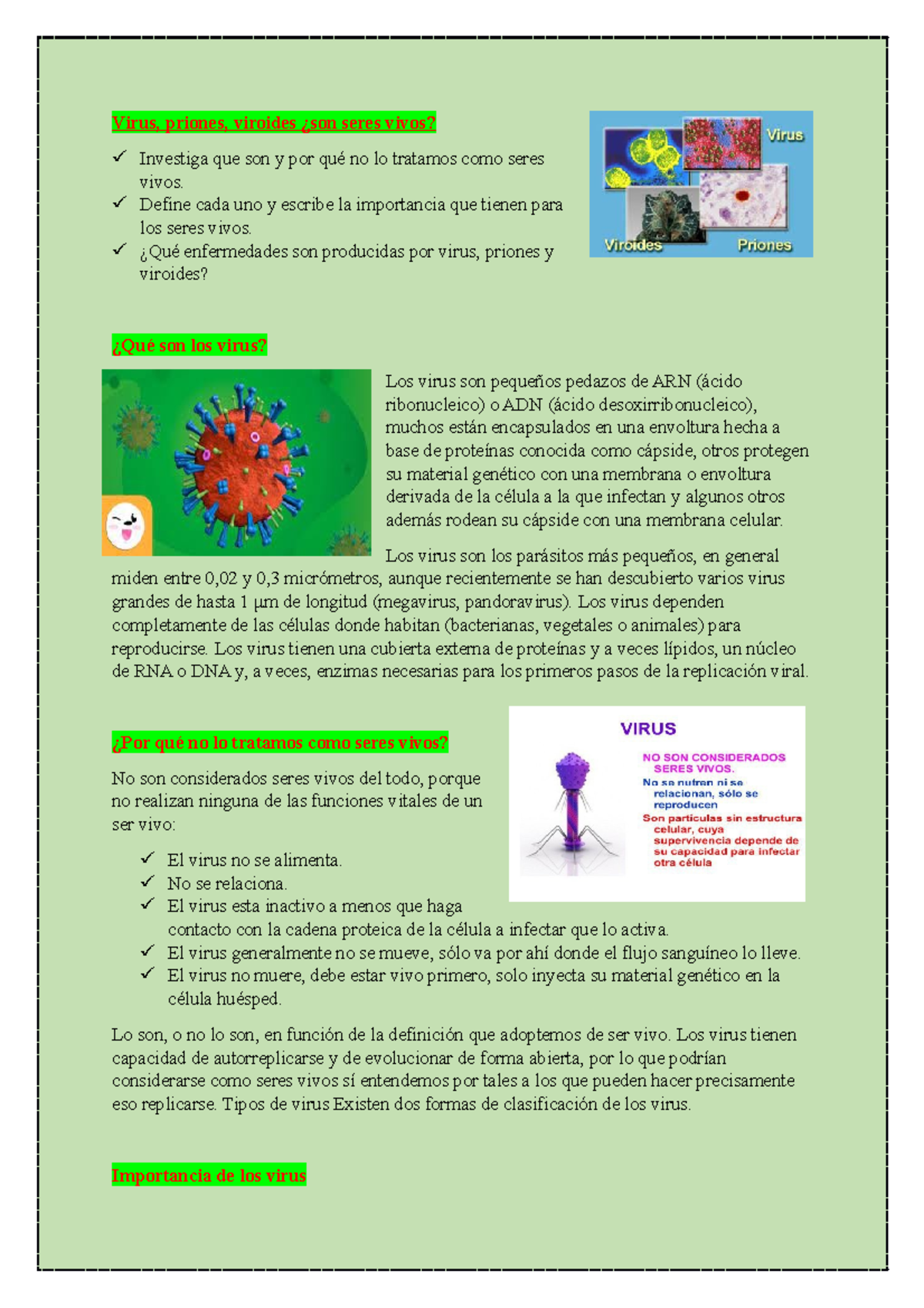 Virus - Define cada uno y escribe la importancia que tienen para los ...
