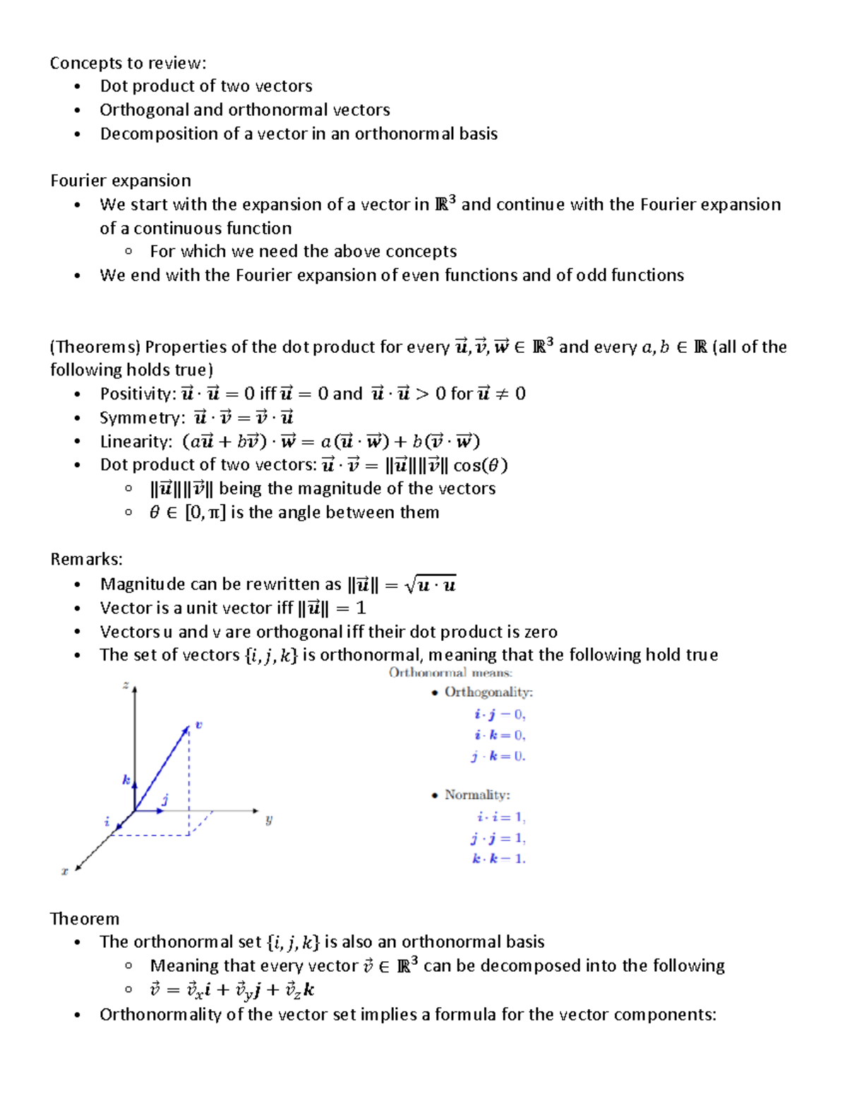 MTH235 7.2 - 7.2 - Concepts to review: - Dot product of two vectors ...