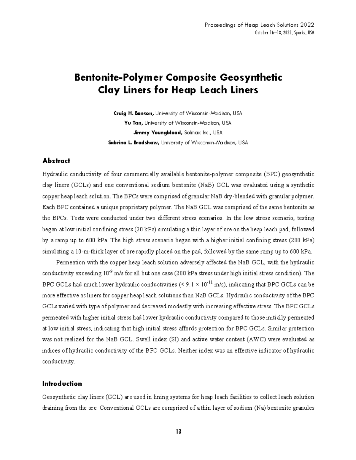 Paper 3 - Proceedings of Heap Leach Solutions 2022 October 16–18, 2022 ...