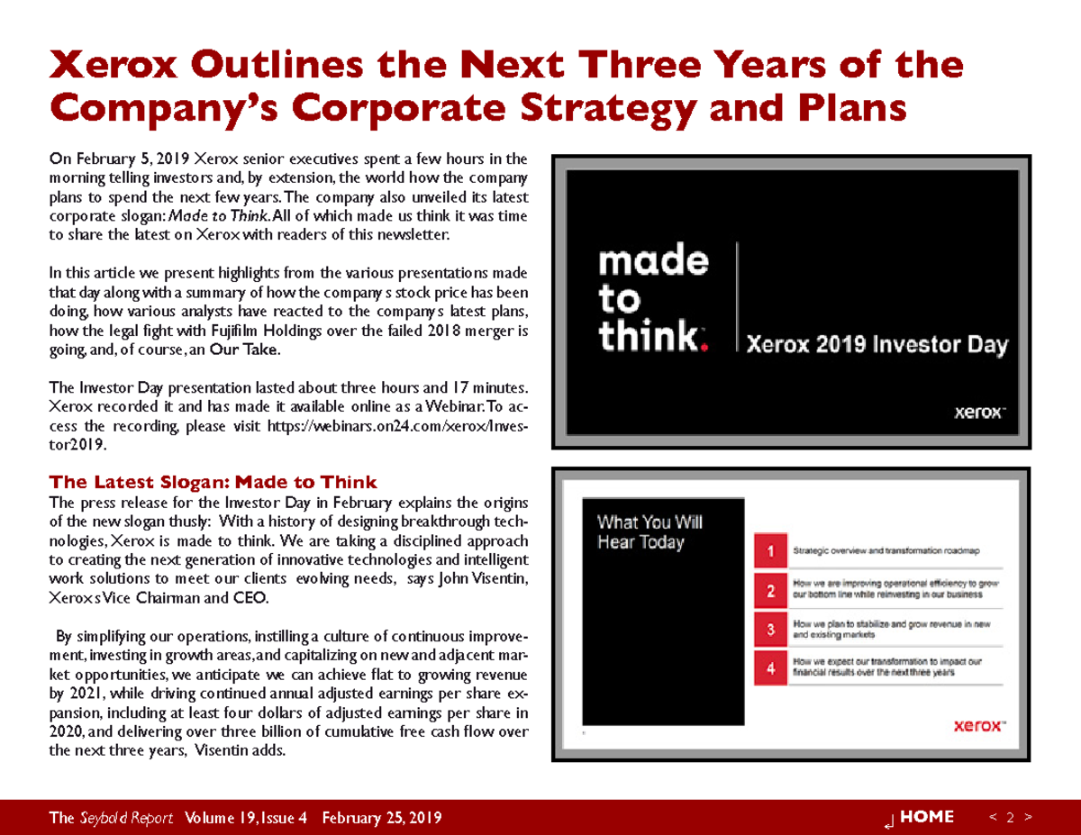 Annex 1 - Xerox case - guia - Xerox Outlines the Next Three Years of ...