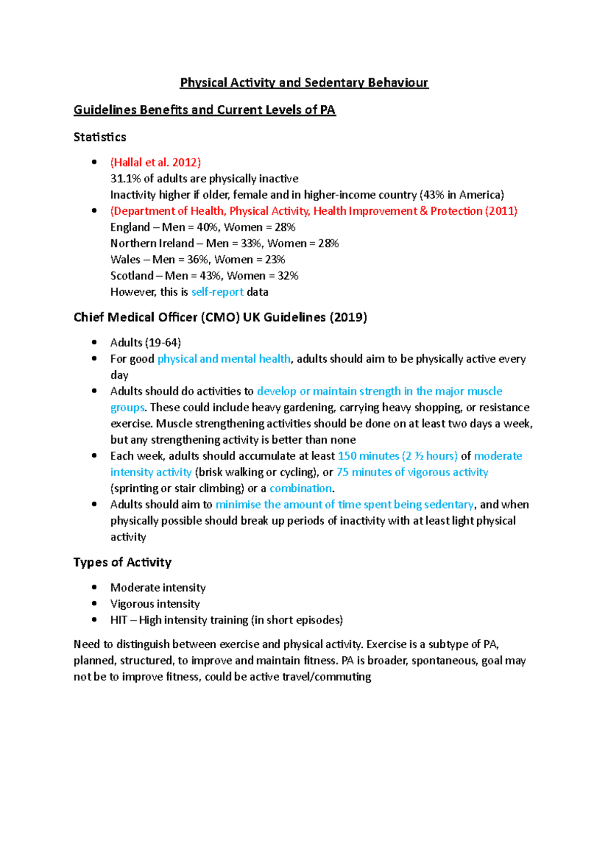 Physical Activity and Sedentary Behaviour - Physical Acivity and ...