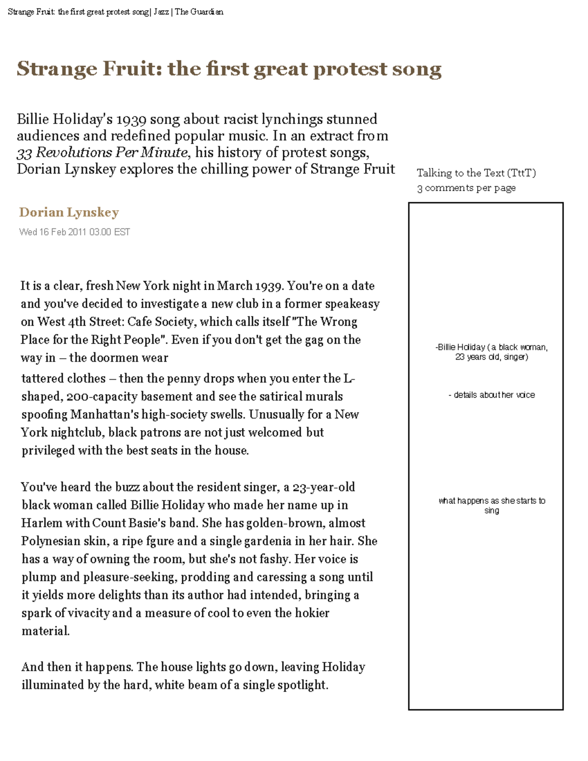 Strange Fruit Lynskey - Strange Fruit: the frst great protest song ...