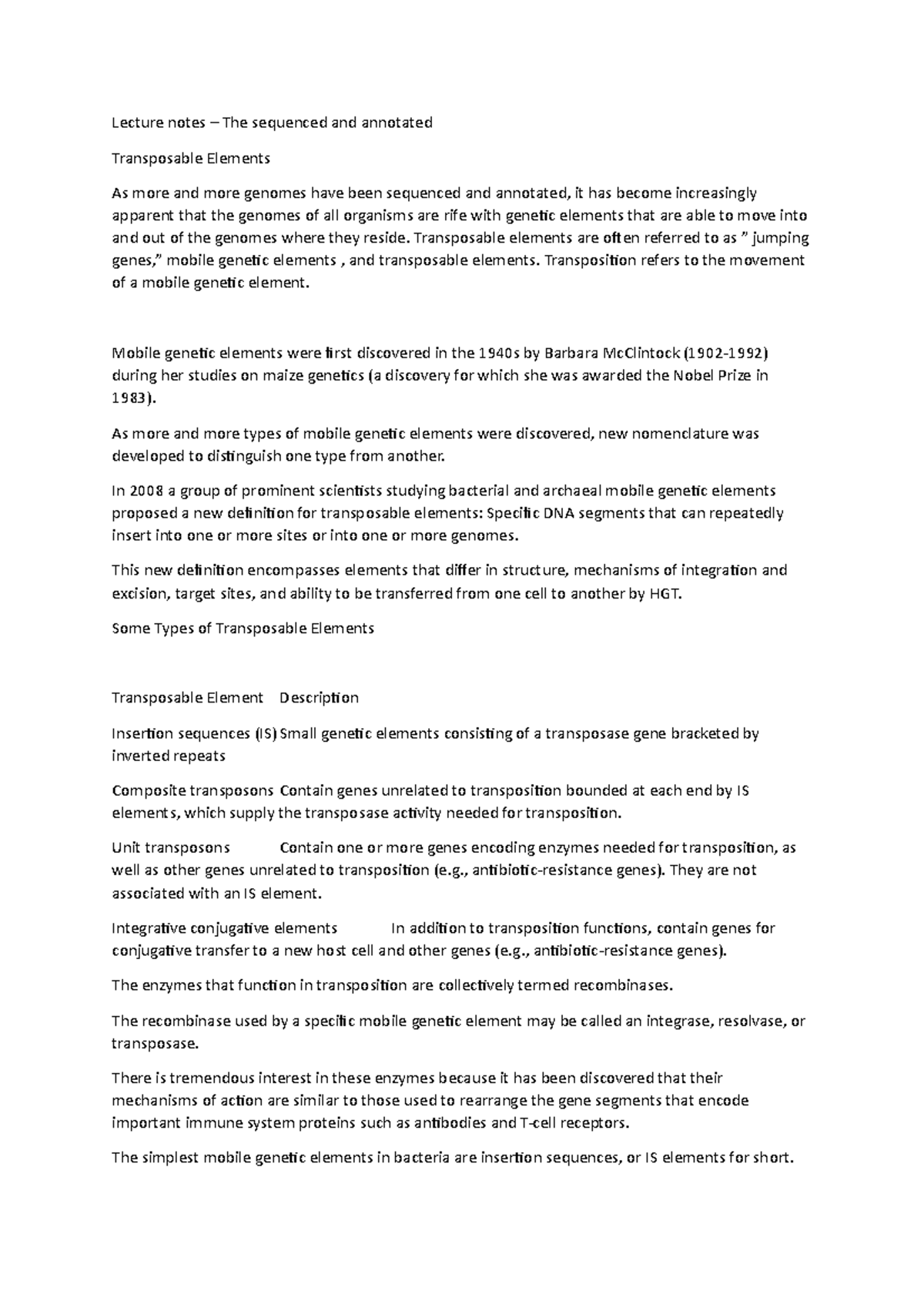 Lecture notes – The sequenced and annotated - Lecture notes – The ...