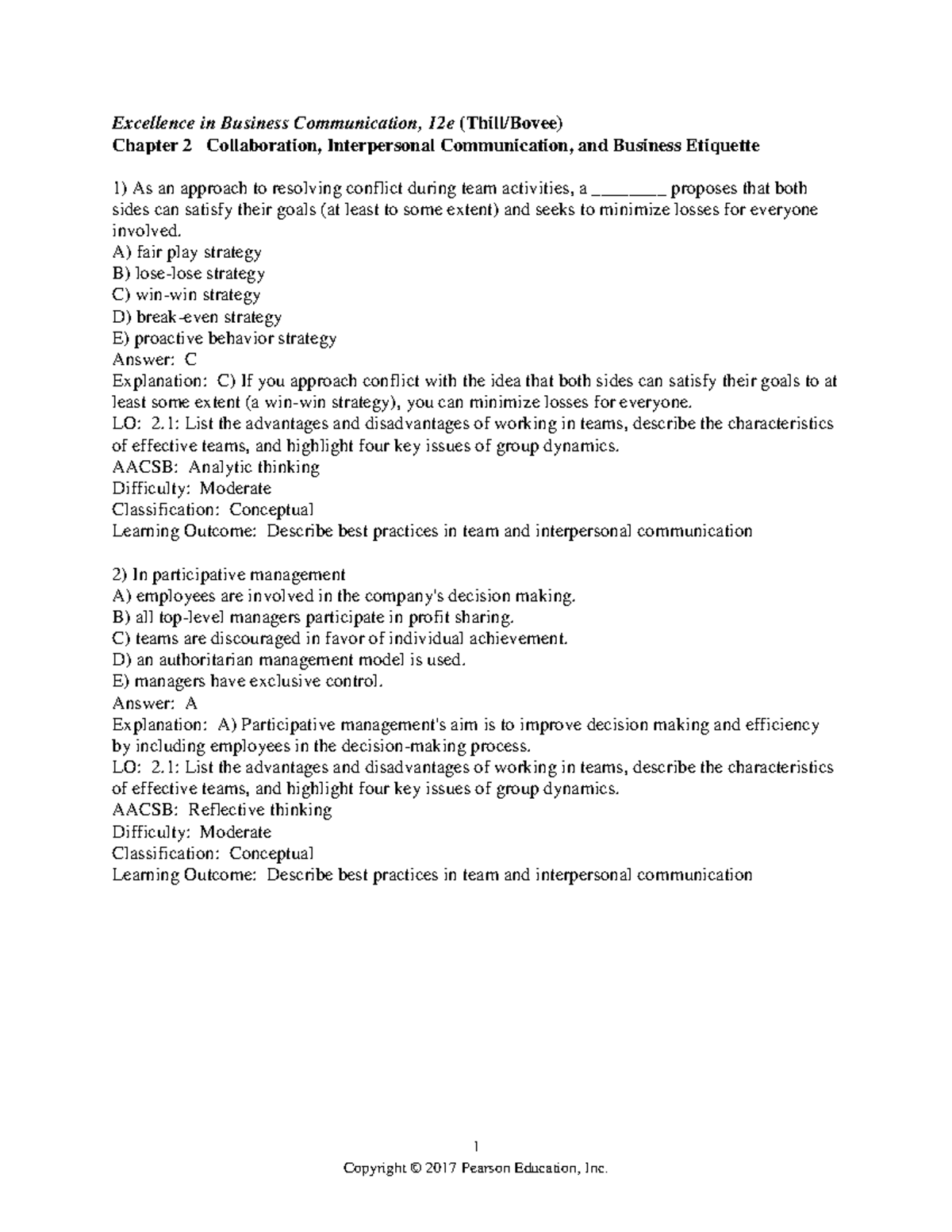 Thill ebc12 ch02 - practice - 1 Excellence in Business Communication ...