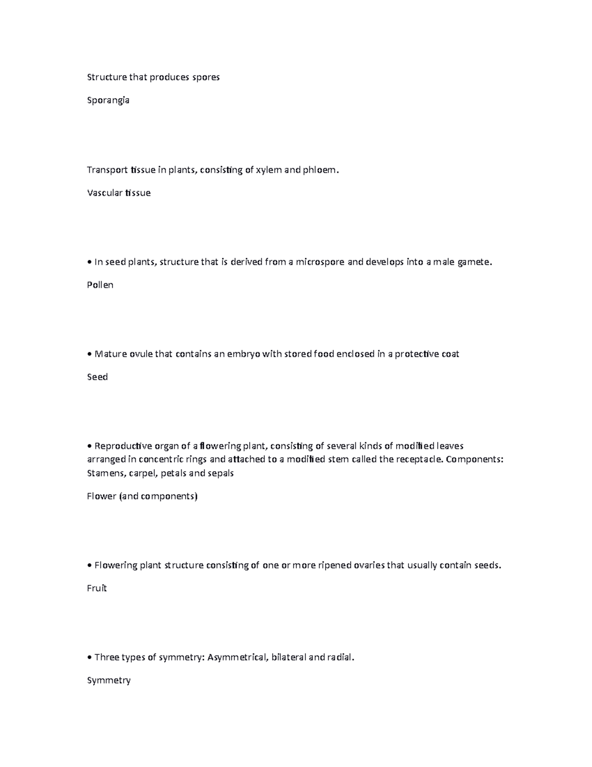 Biology 3 - bio3 - Structure that produces spores Sporangia Transport ...