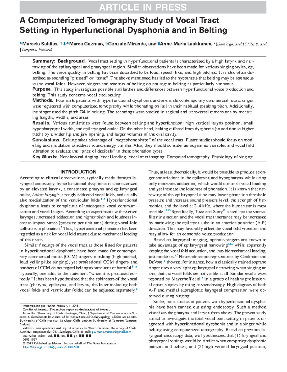 A Computerized Tomography Study of Vocal Tract Setting in ...