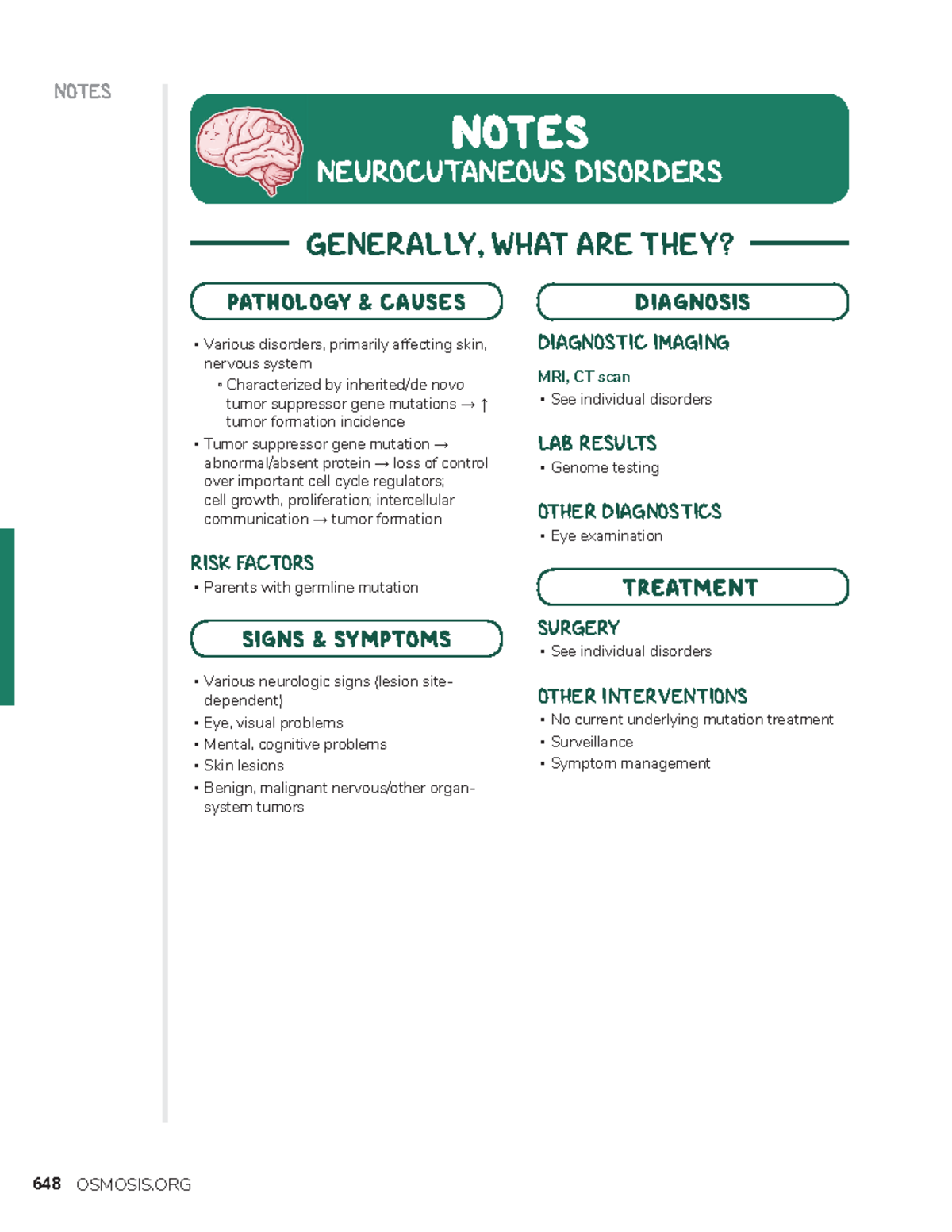 Neurocutaneous disorders - NOTES GENERALLY, WHAT ARE THEY? NOTES ...