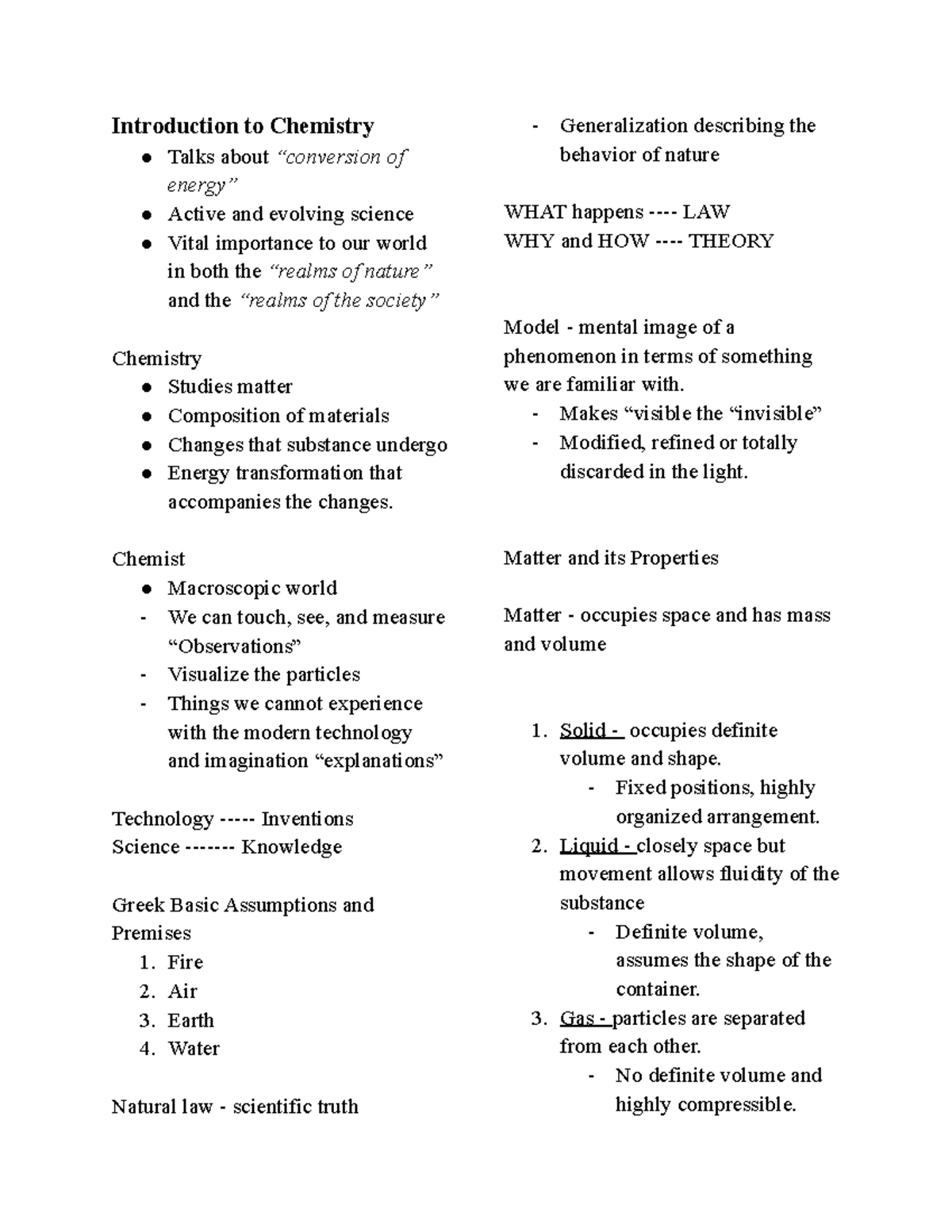 Introduction to Chemistry - A head start to Chemistry - Introduction to ...