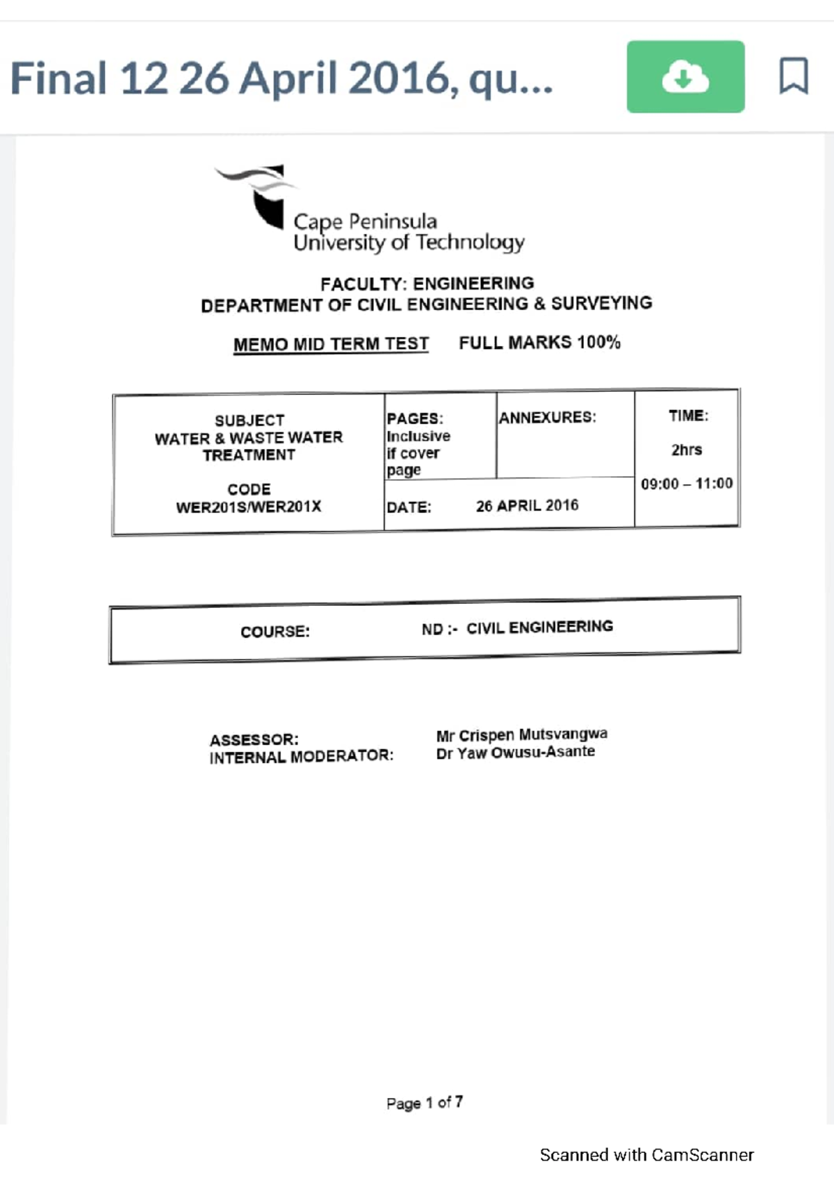 WWW April TEST MEMO - This is a memo that will help practice then ...