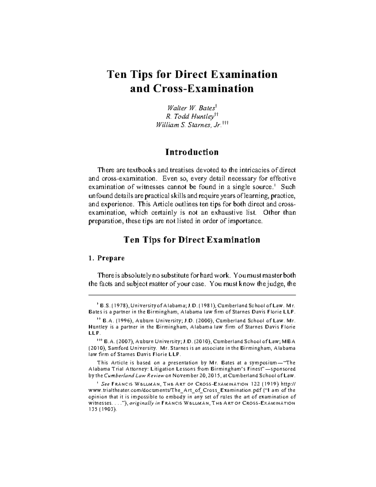 Trial Techniques - Ten Tips for Direct Examination and Cross ...