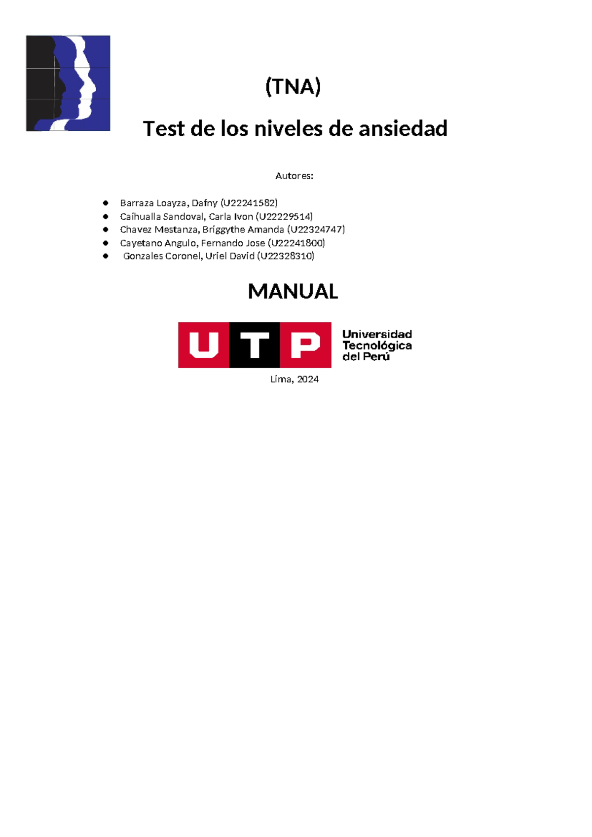 Formato Manual DE TEST Exponer - (TNA) Test de los niveles de ansiedad ...