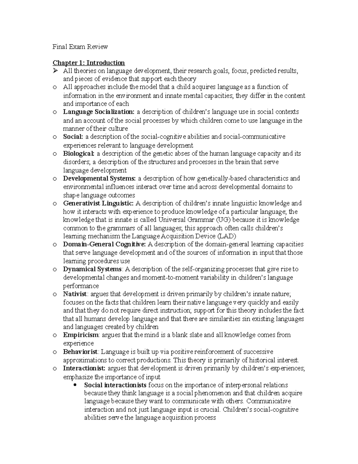 Final Exam Review - Lecture notes 1-11 - Final Exam Review Chapter 1 ...