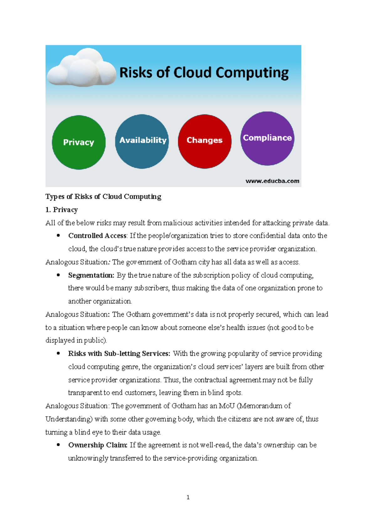 CC UNIT 4 - Cloud computing - Types of Risks of Cloud Computing Privacy All of the below risks ...