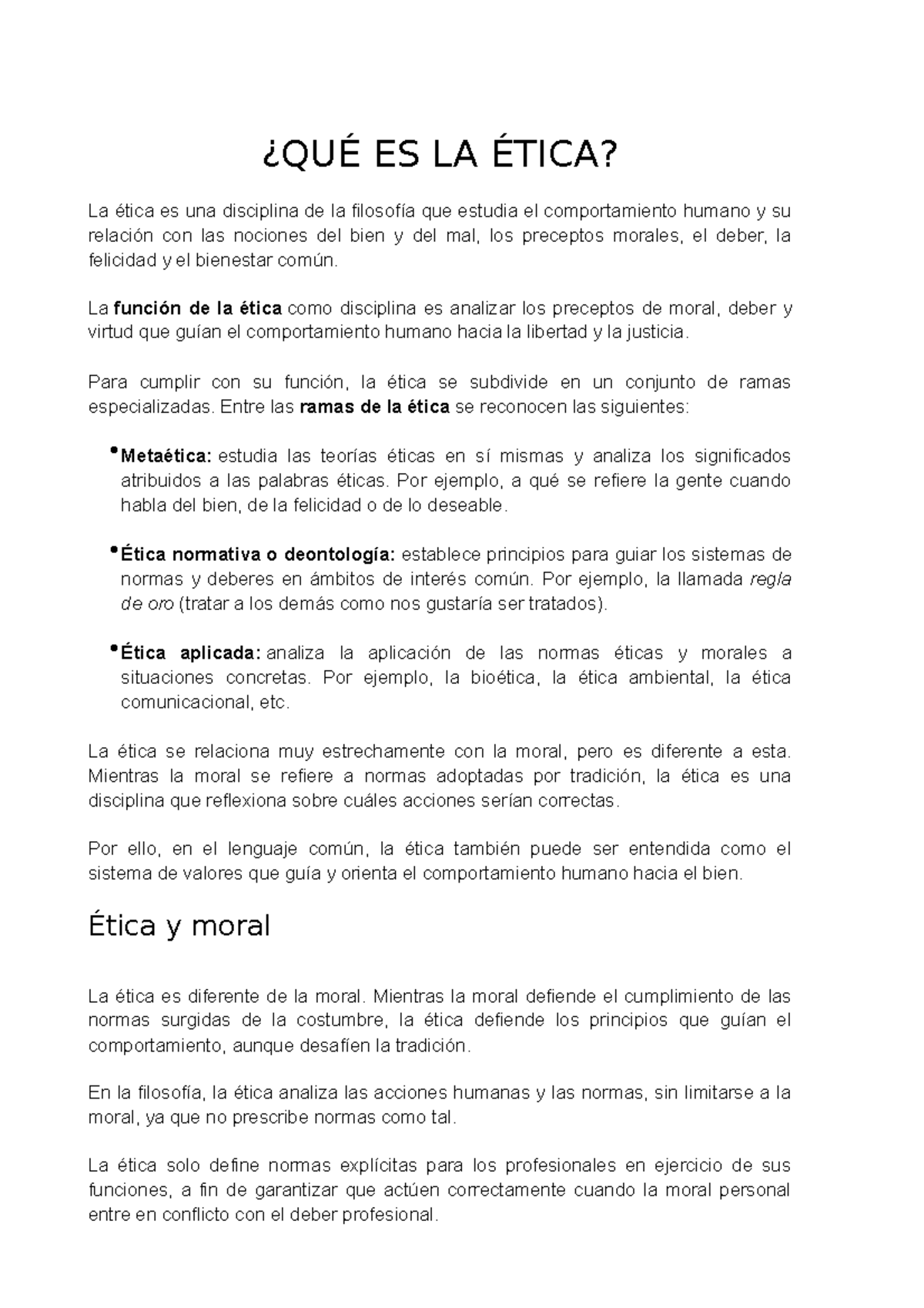 QUÉ ES LA Ética - Etica - ¿QUÉ ES LA ÉTICA? La ética es una disciplina ...