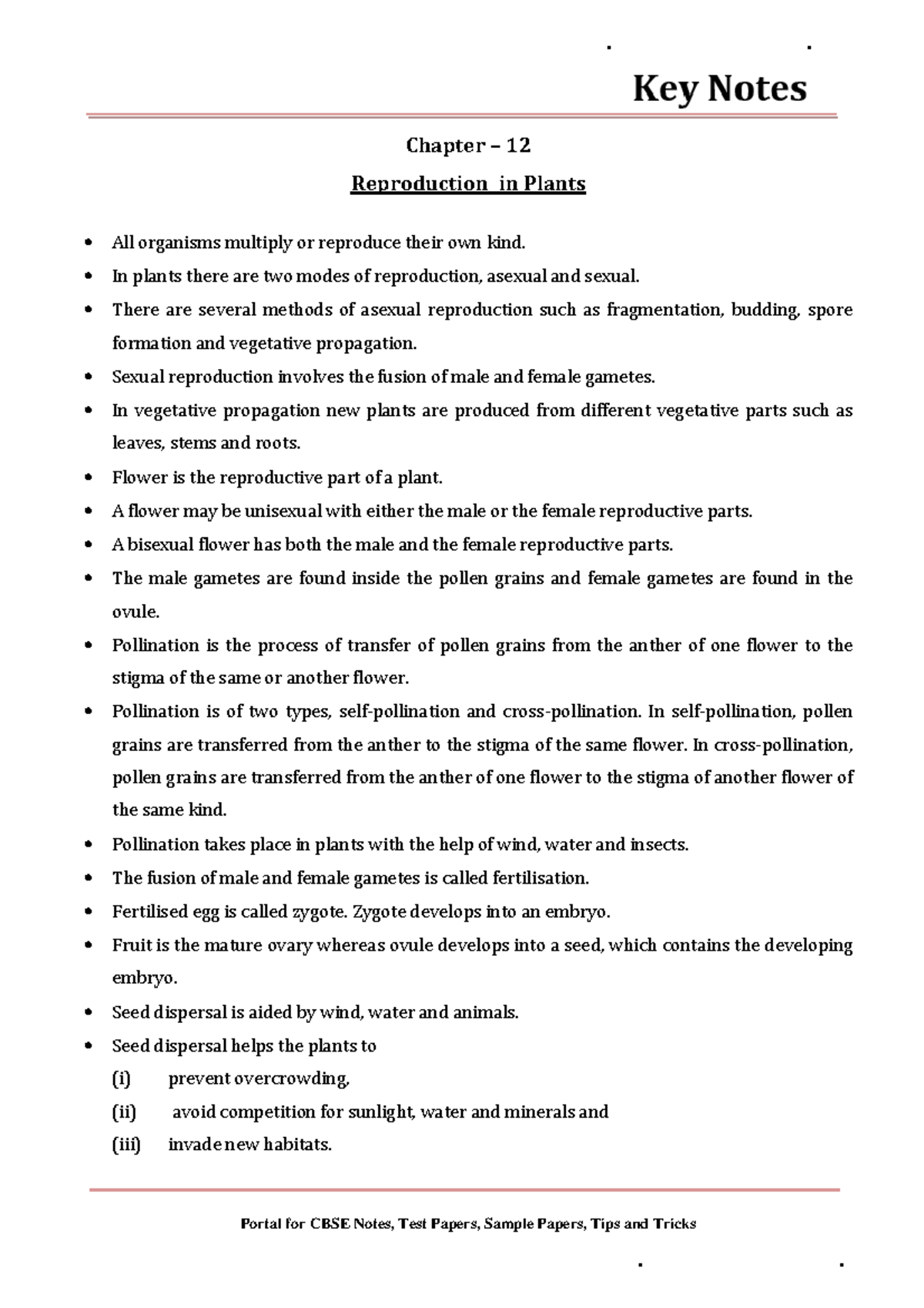 07 science key notes ch12 reproduction in plants - NCRTSOLUTIONS ...