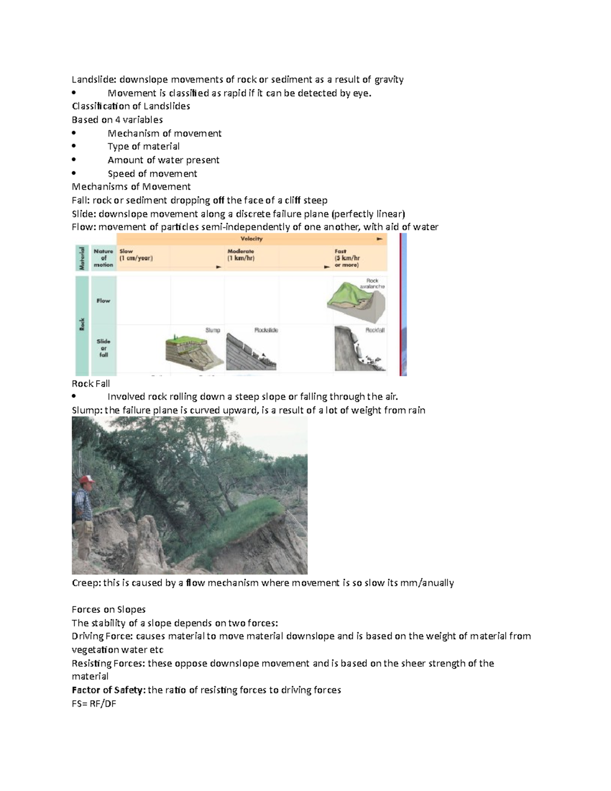 2GG3 Lec 5 - 2GG3 Lecture Notes - Landslide: downslope movements of ...