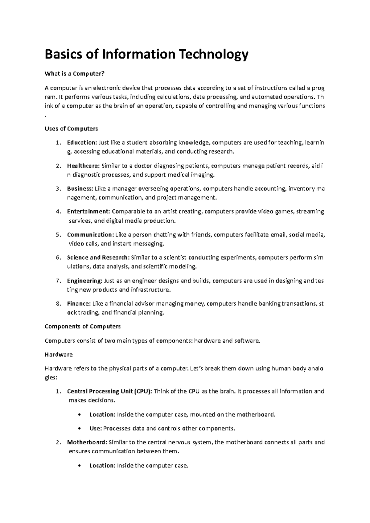 Lesson 1 ICT by kings - ICT NOTES - Basics of Information Technology ...