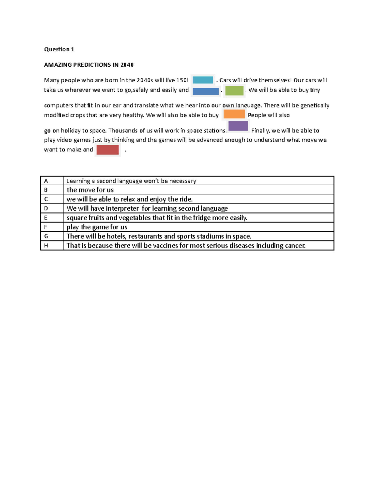 Gapped TEXT Module - PT3 practice reading paper - Question 1 AMAZING ...