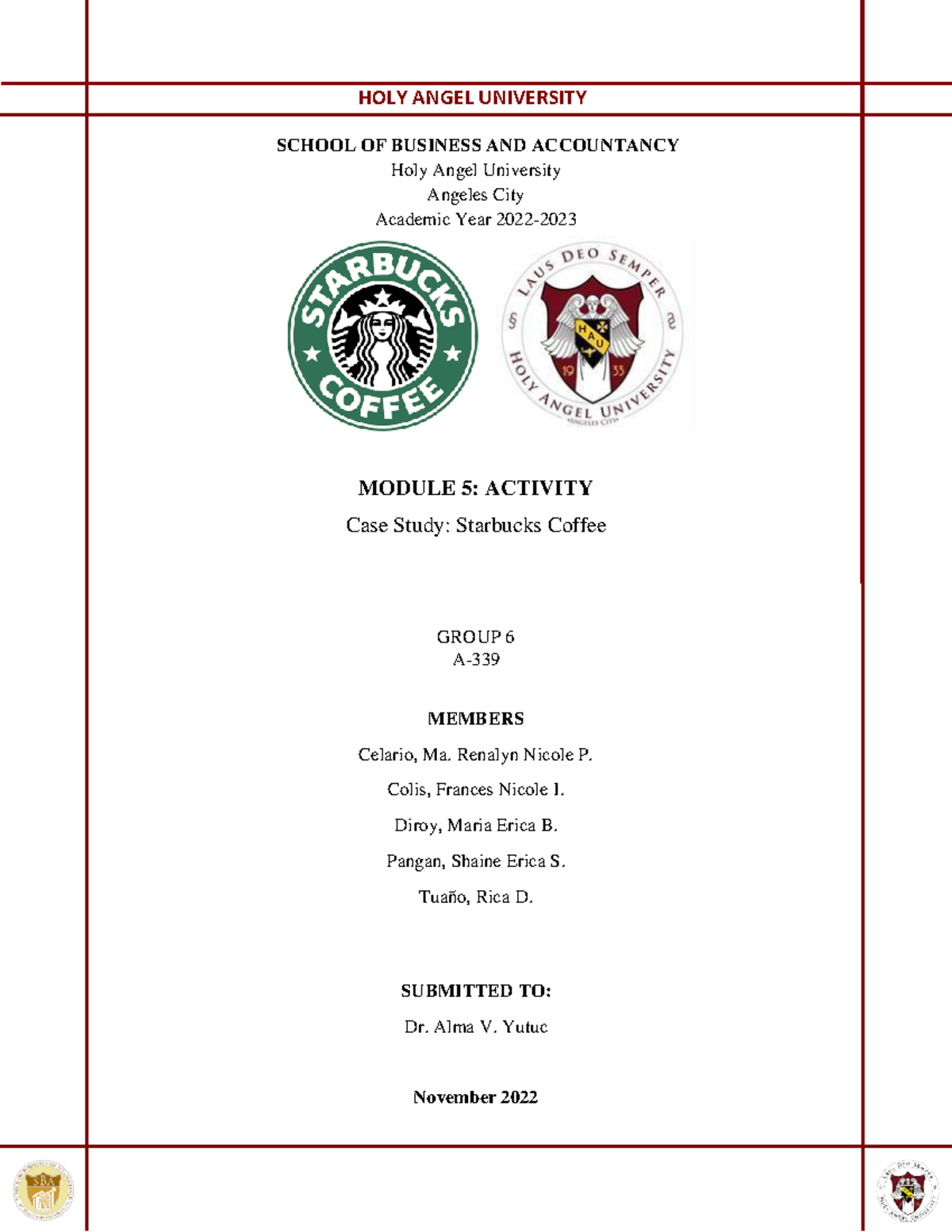 Group 6- Module 5 Activity(Case Study-Starbucks Coffee) - SCHOOL OF ...