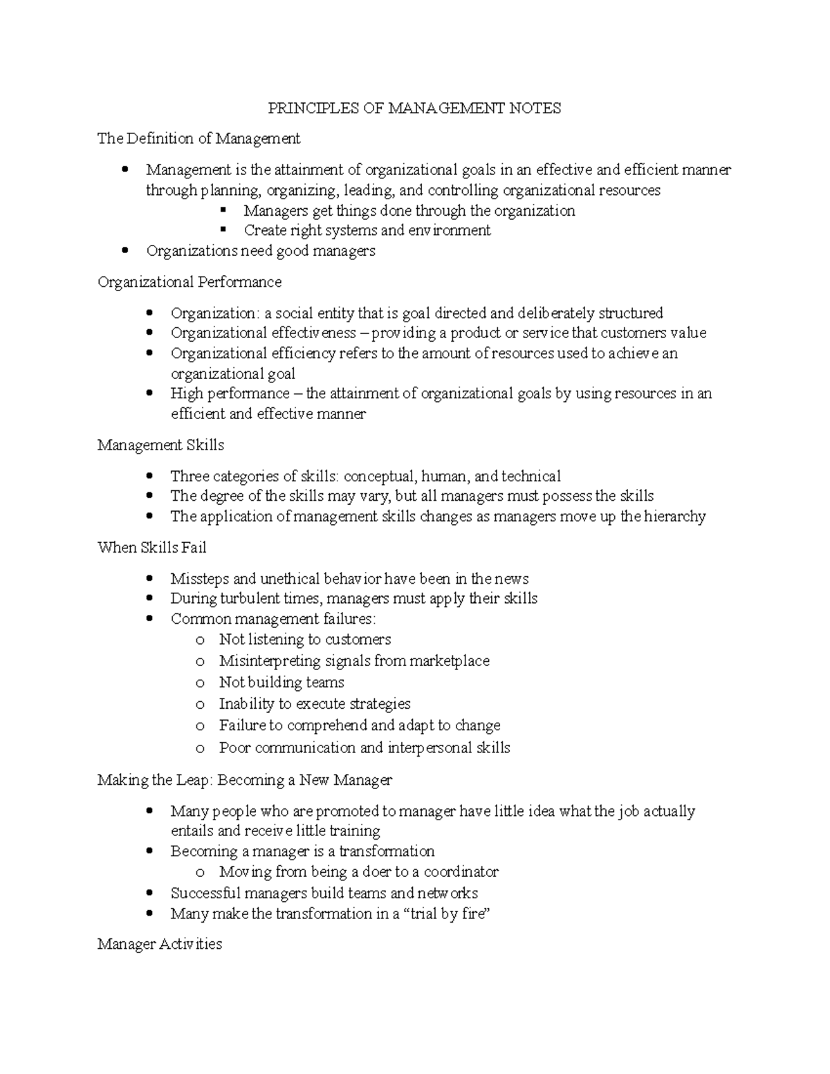 Principles OF Management Notes - PRINCIPLES OF MANAGEMENT NOTES The ...