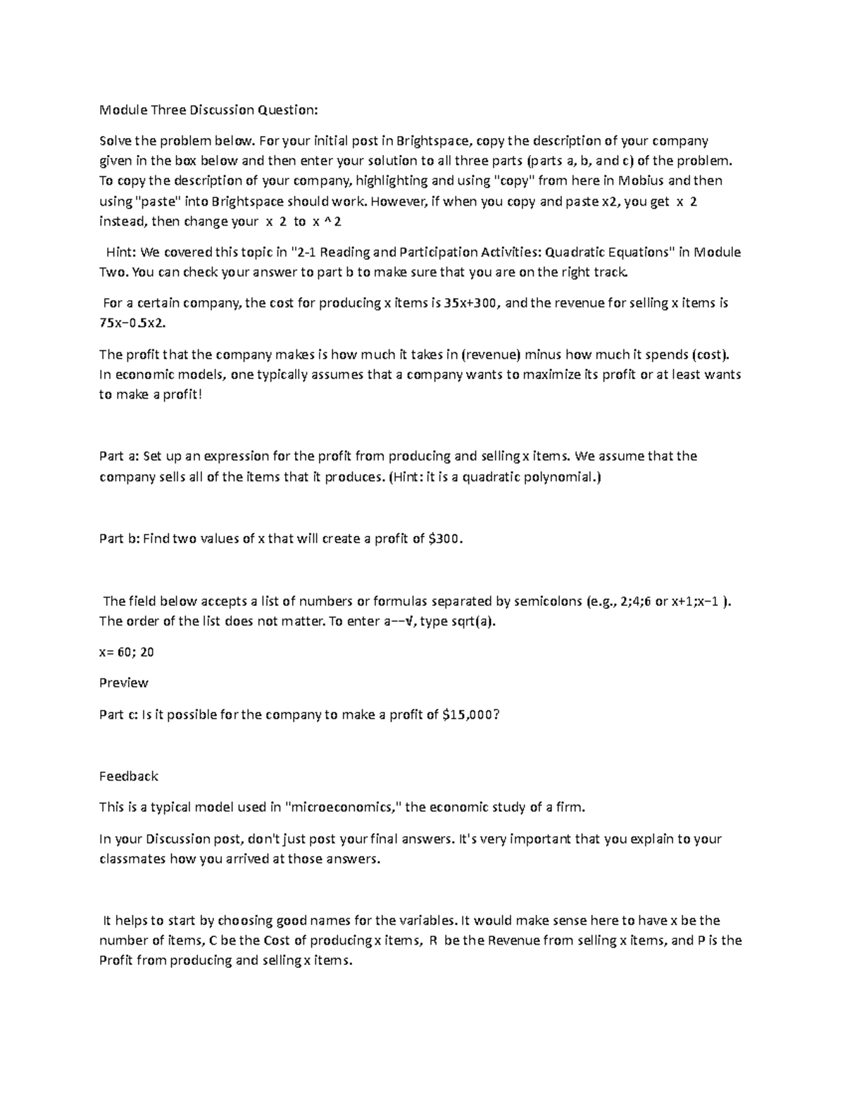 Module Three Discussion Question - For your initial post in Brightspace ...