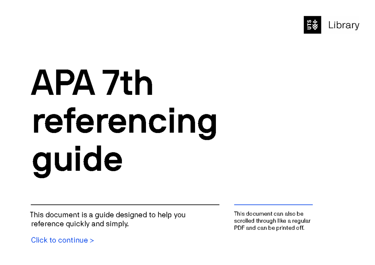APA 7th referencing guide - This document is a guide designed to help ...