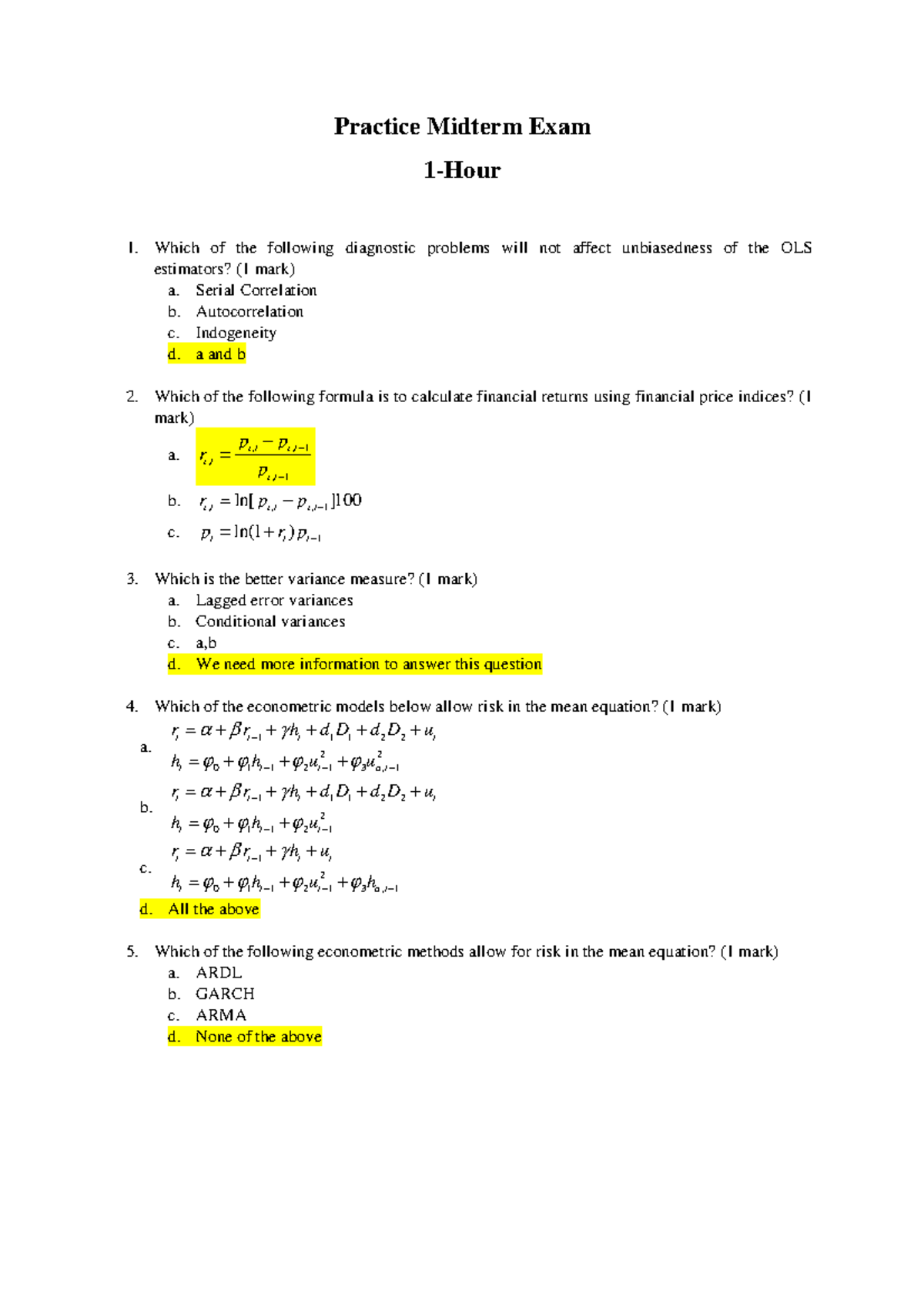 Midterm Exam 1 November 2018, questions and answers - Practice Midterm ...