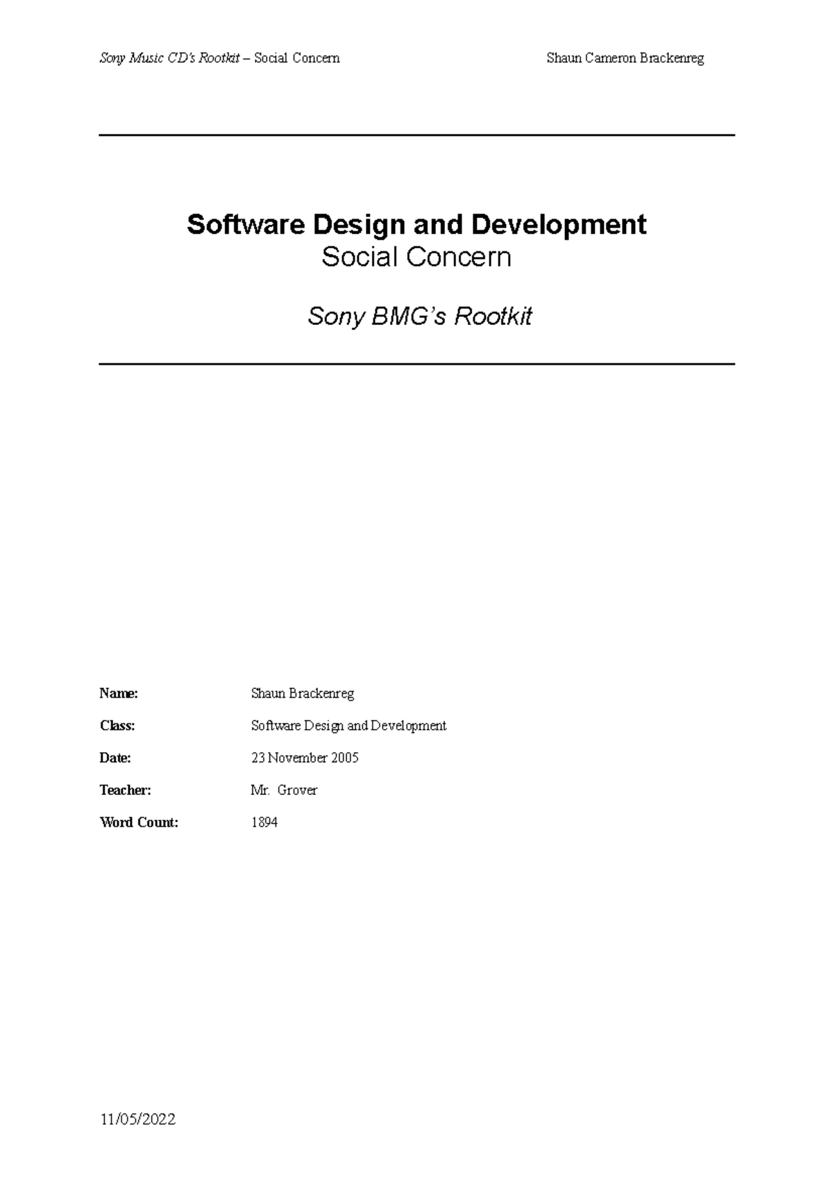 SSD Resources - Assessment Task - Sony BMGs Rootkit - Sony Music CD’s ...