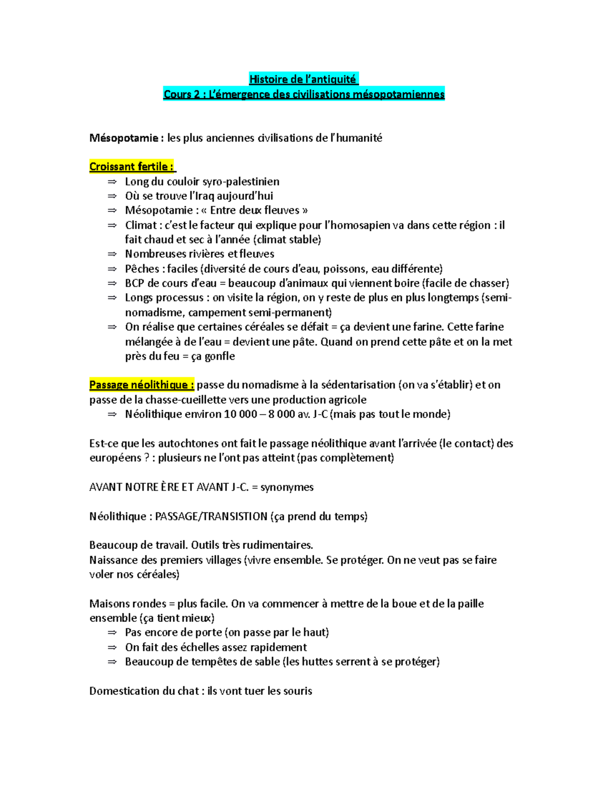 Histoire de l'antiquité - Cours 2 - Histoire de l’antiquité Cours 2 : L ...