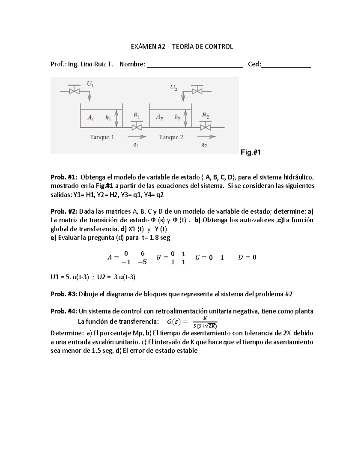 Ex#2- Teoría de Control - Teoria De Control - UTP - Studocu