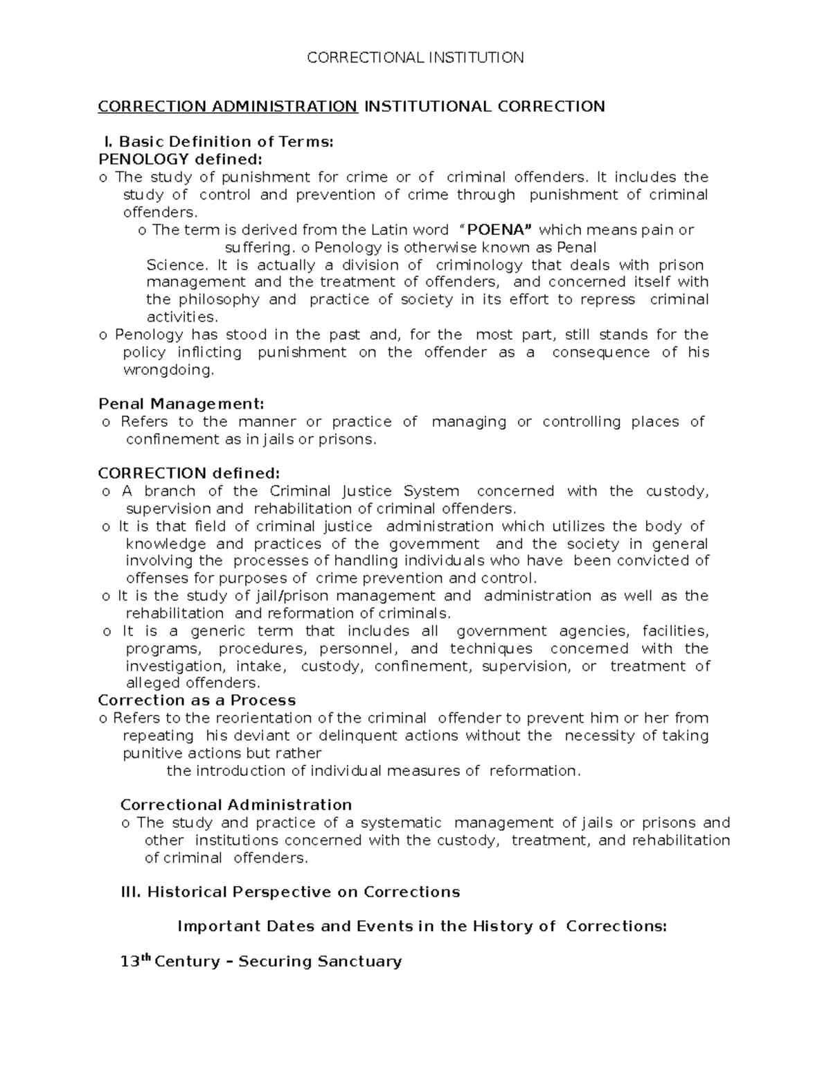 Correction- Administration - CORRECTION ADMINISTRATION INSTITUTIONAL ...