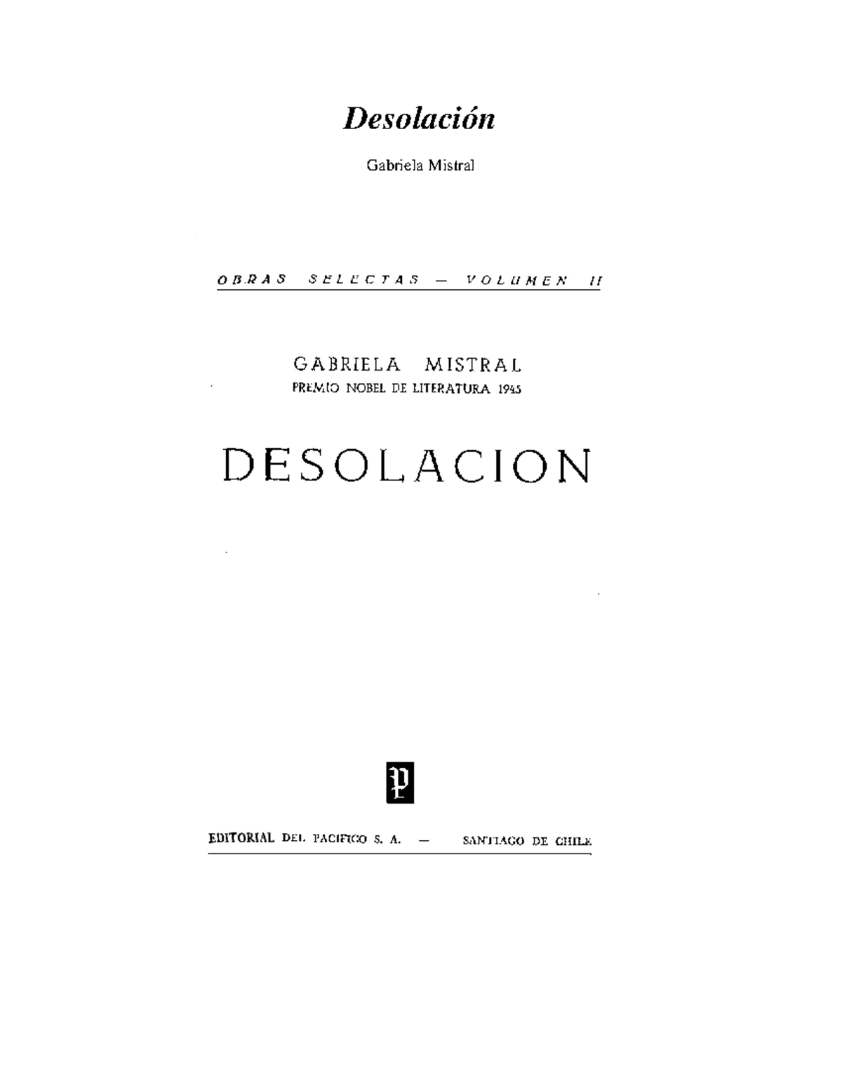 Desolacion-gabriela-mistral - Desolación Gabriela Mistral Con el Premio ...