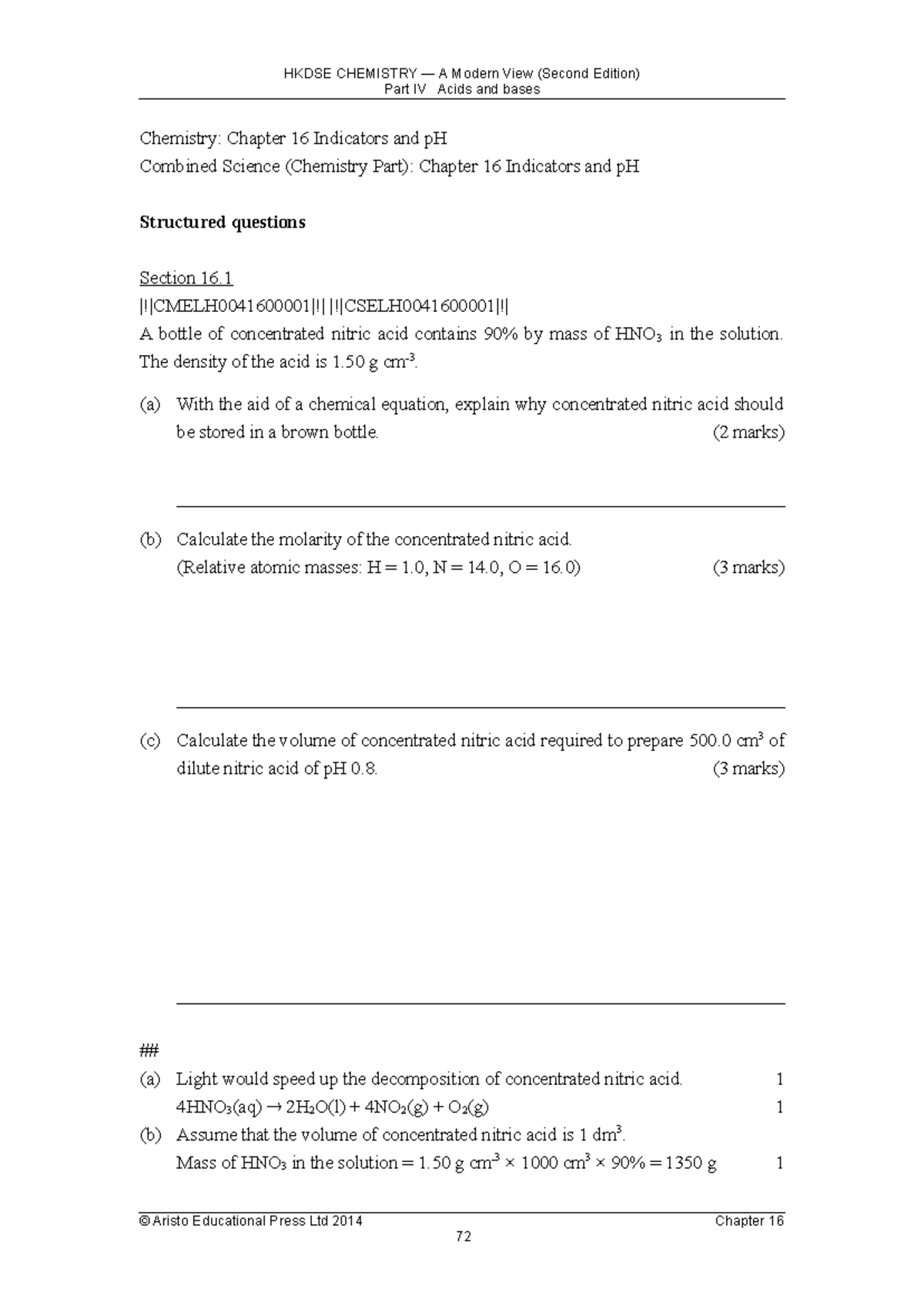 Chapter 16 Structured questions - Part IV Acids and bases Chemistry ...