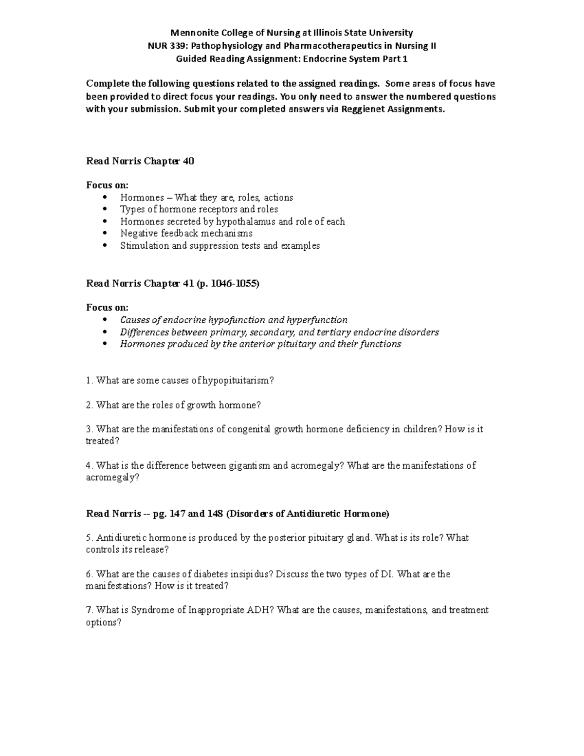 NUR339+Guided+Reading+Assignment Endocrine disorders Part 1 F21 ...
